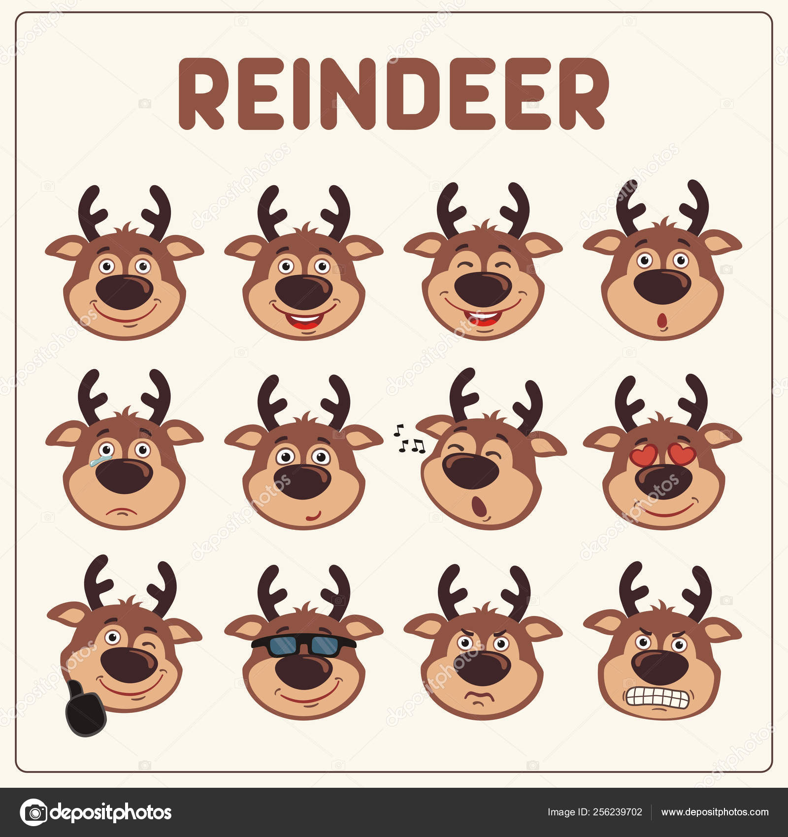 Cartoon Reindeer Face