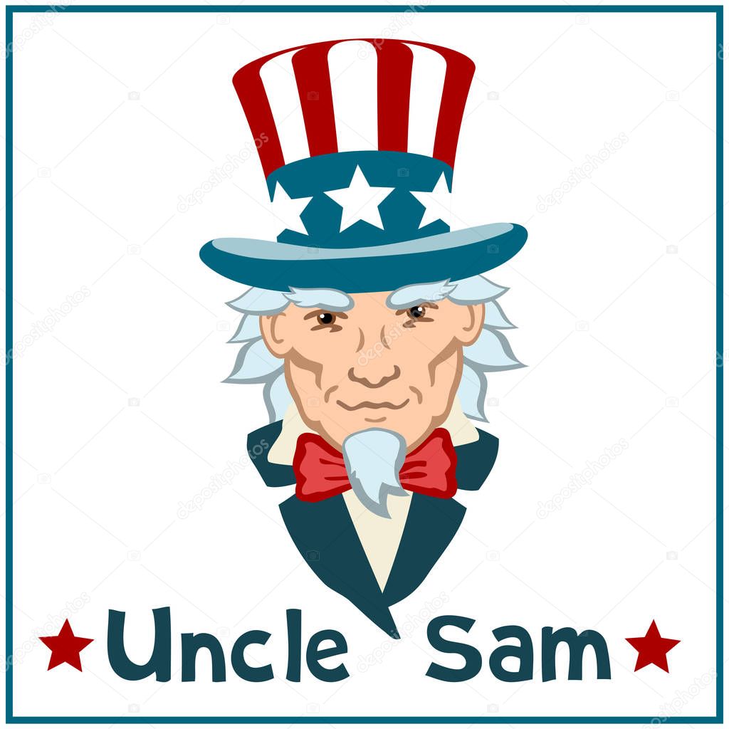 Tío Sam en traje aislado sobre fondo blanco, vector, ilustración 2022