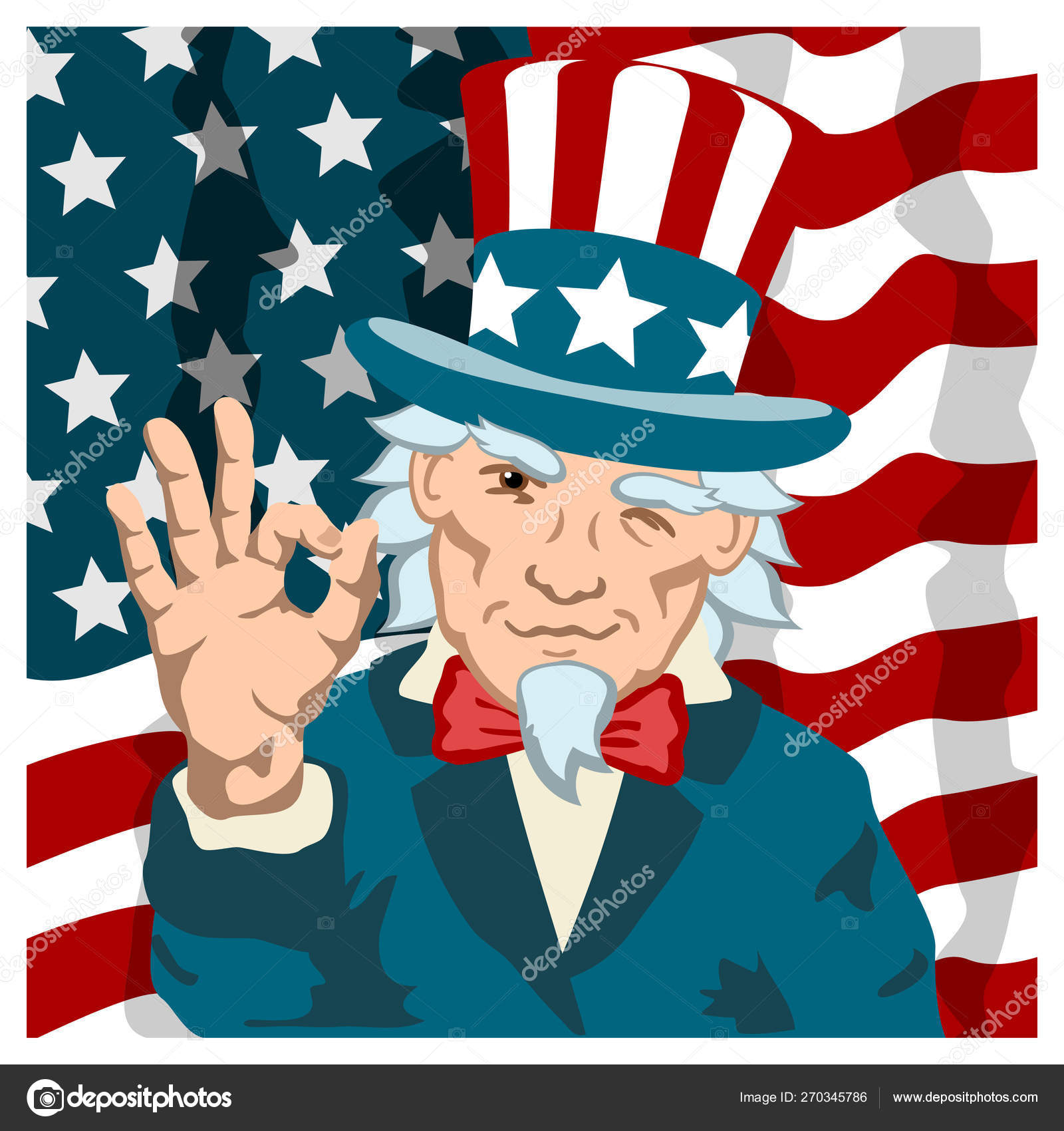 Uncle Sam Costume Showing Hand Gesture Winking Text Okay American Stock ...