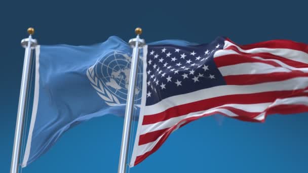 4k Seamless United Nations & United States of America Flags blue sky,UN ...
