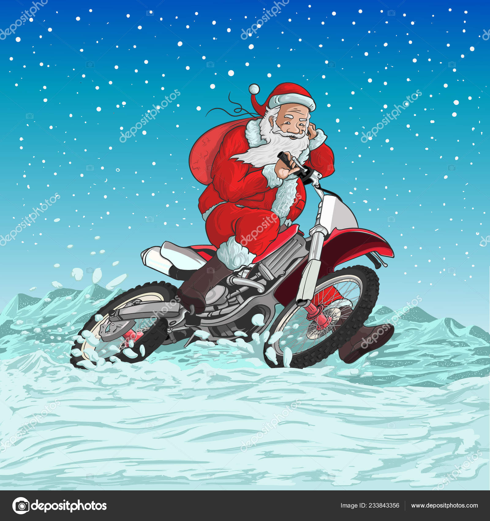 Biker Santa Cartoon