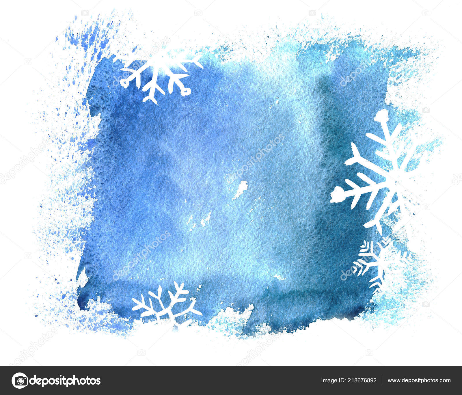 Blue Christmas Watercolor Background Snowflakes Stock Illustration by ...