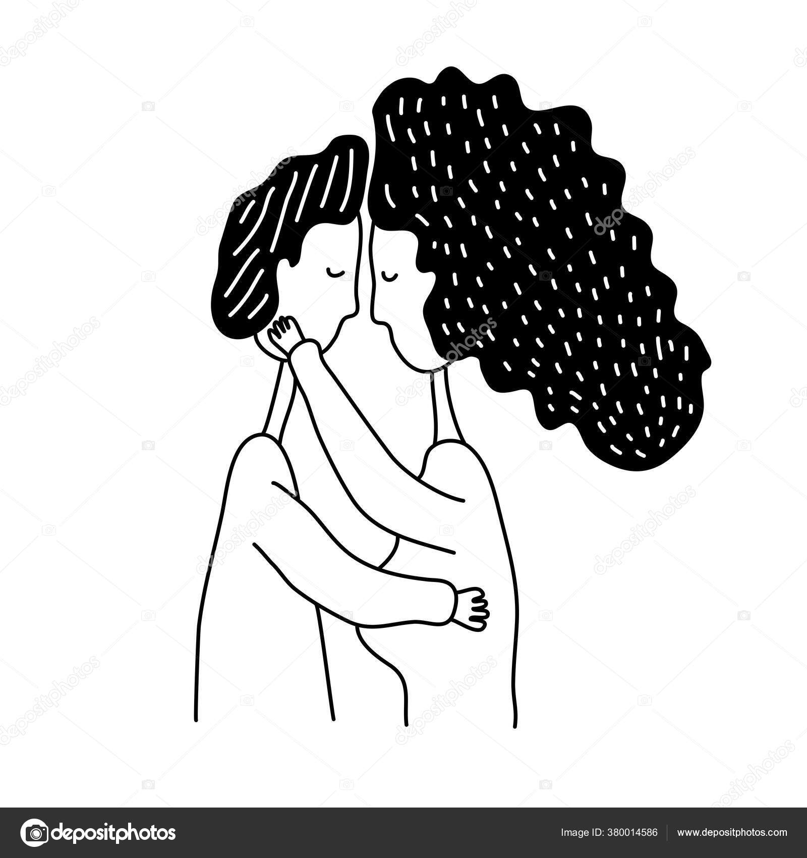 Boy And Girl Cuddling Drawing