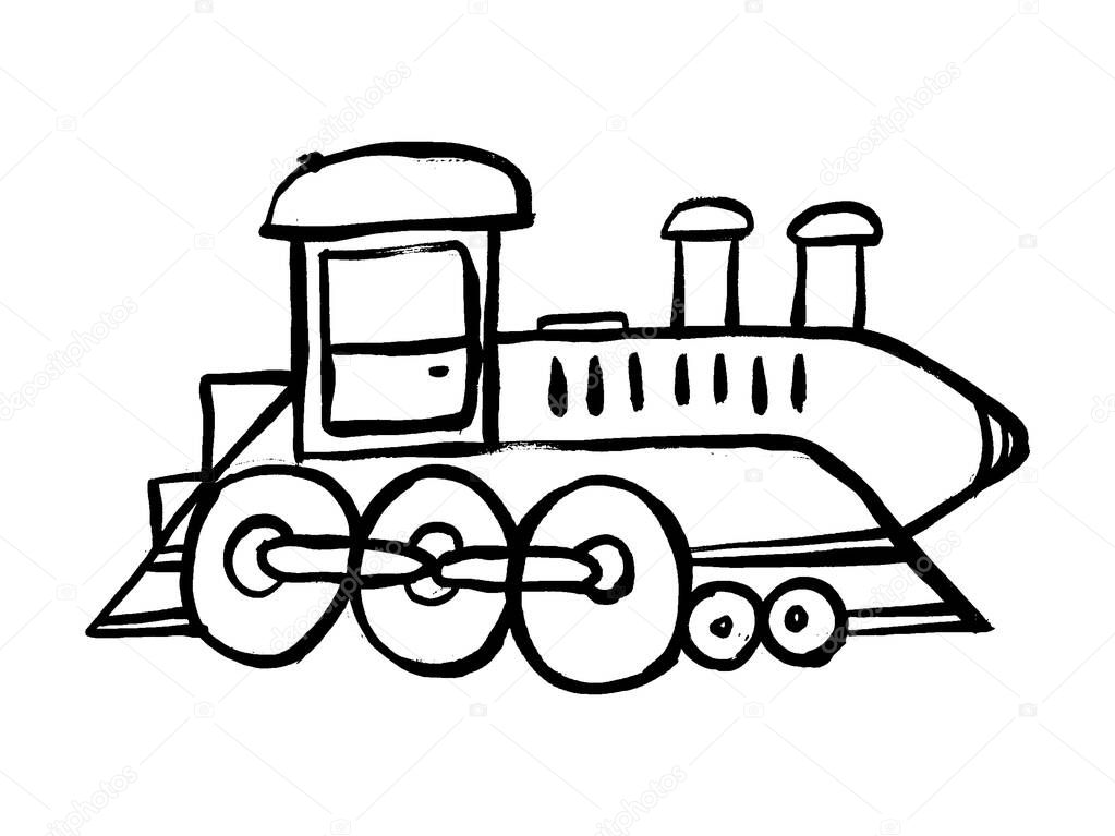 Vector dibujado a mano Doodle Lindo tren locomotora de vapor, juguetes ...