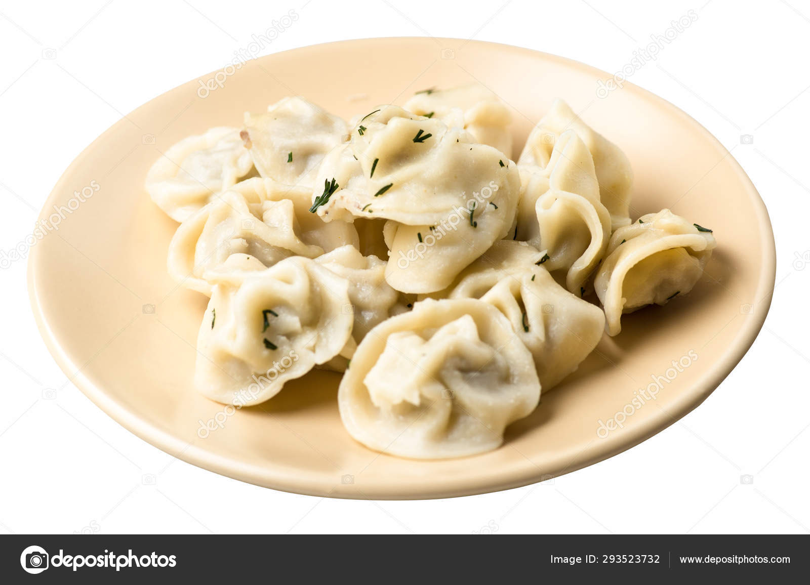 Dumplings on a plate isolated on white background .meat dumplings top ...