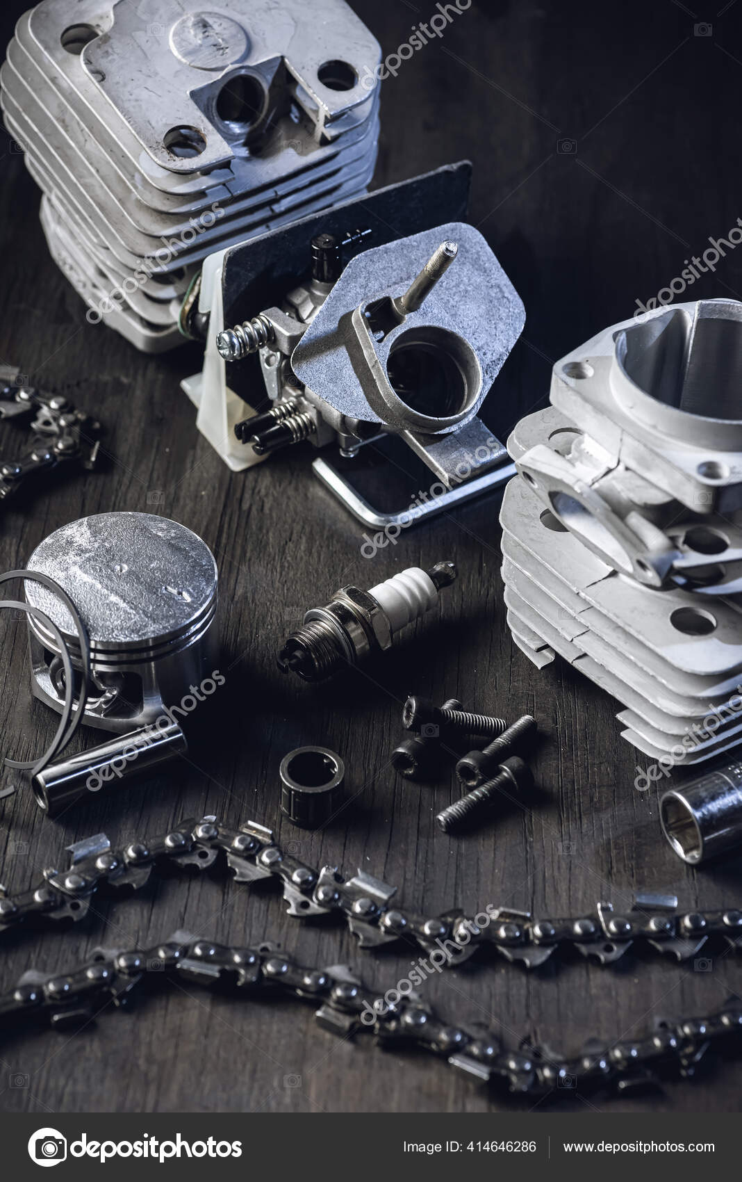 Chainsaw Engine Parts Cylinder Piston Rings Pin Spark Plug Garden Stock ...