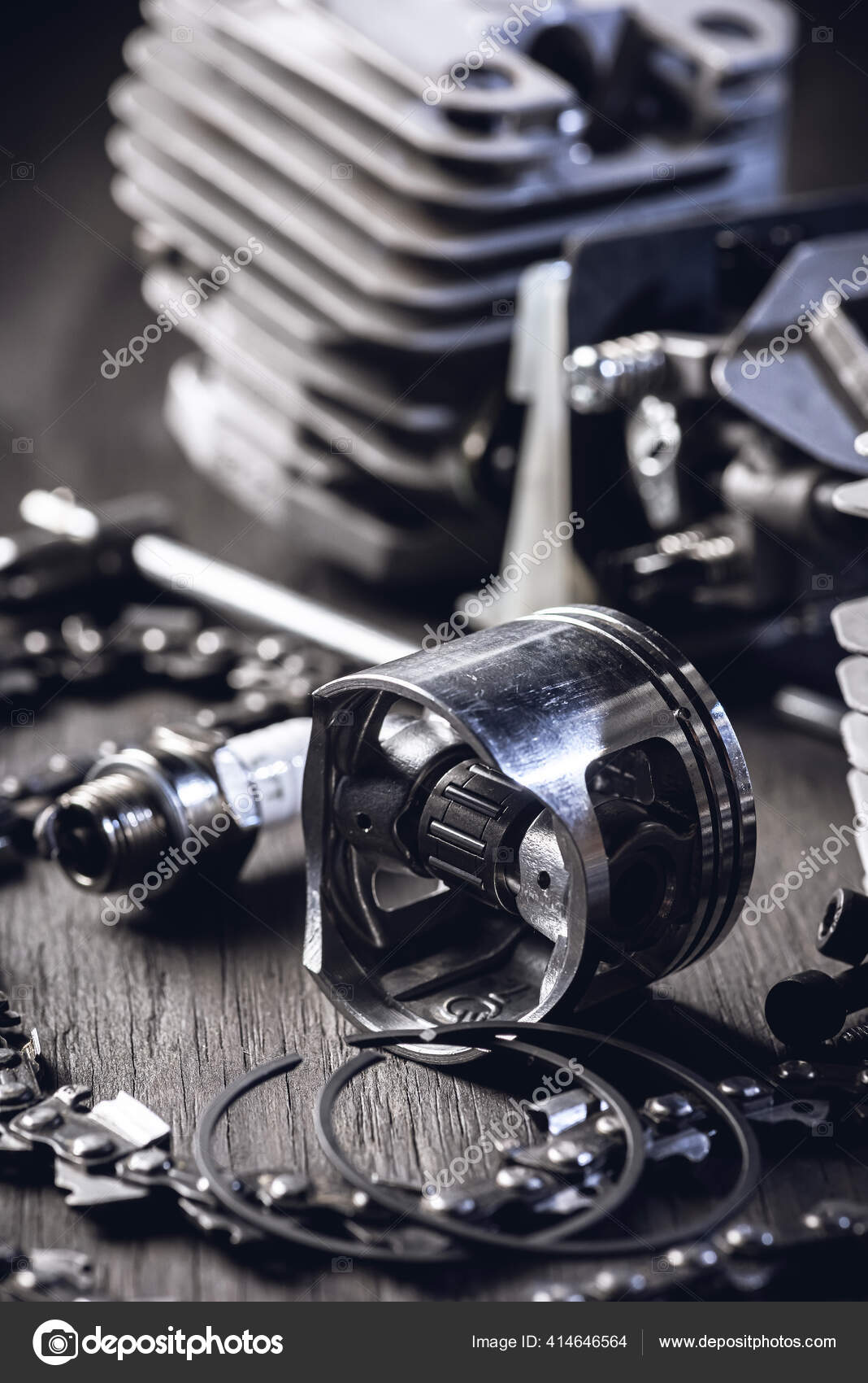 Chainsaw Engine Parts Cylinder Piston Rings Pin Spark Plug Garden Stock ...