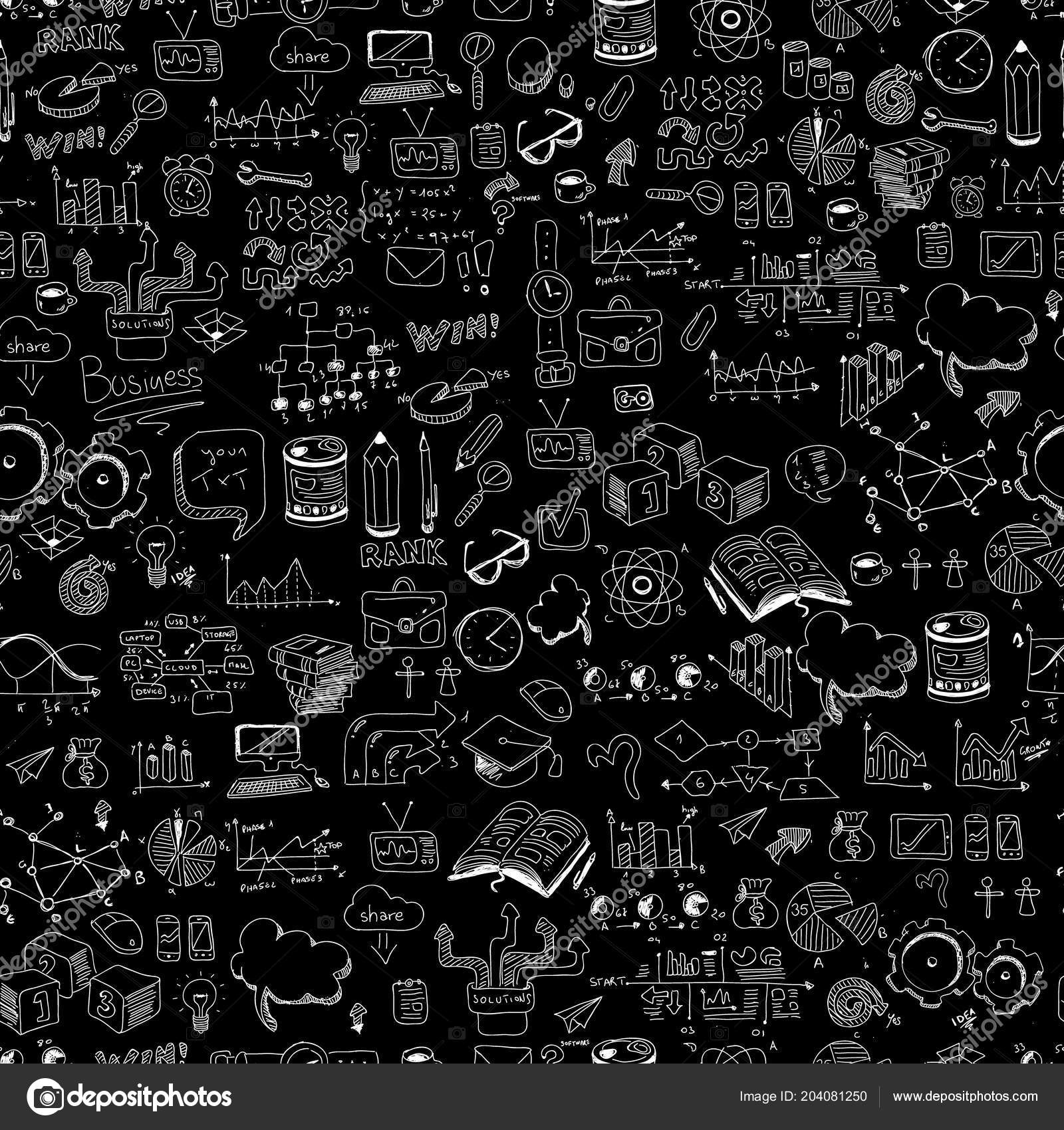 Black Pattern Back Schook Concept Education School Background Hand ...