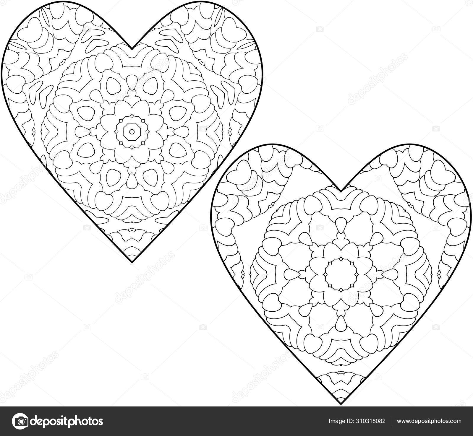 Geometric Heart Coloring Pages