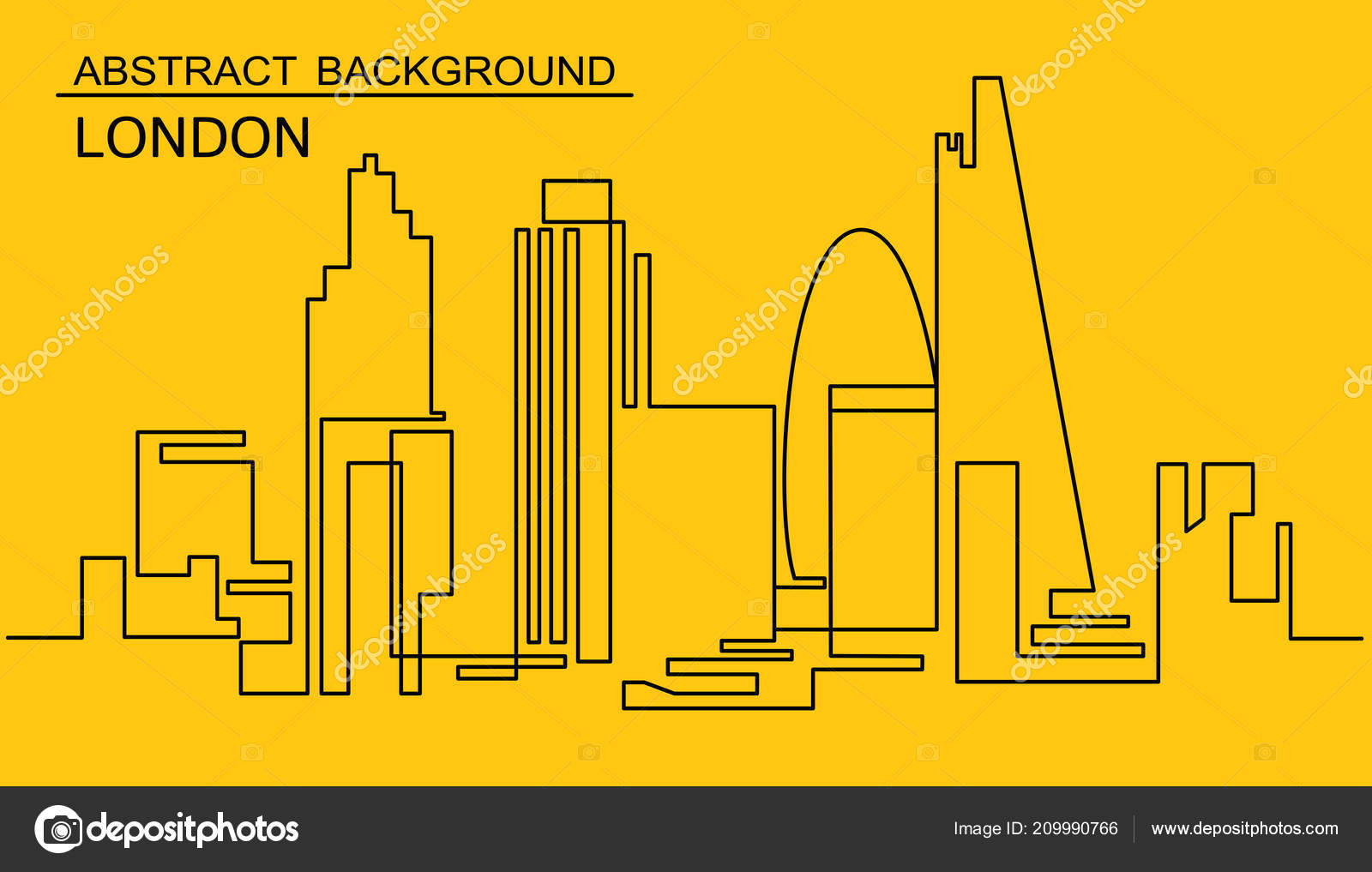 Continuous Line Drawing of Vector skyline. One line style London ...