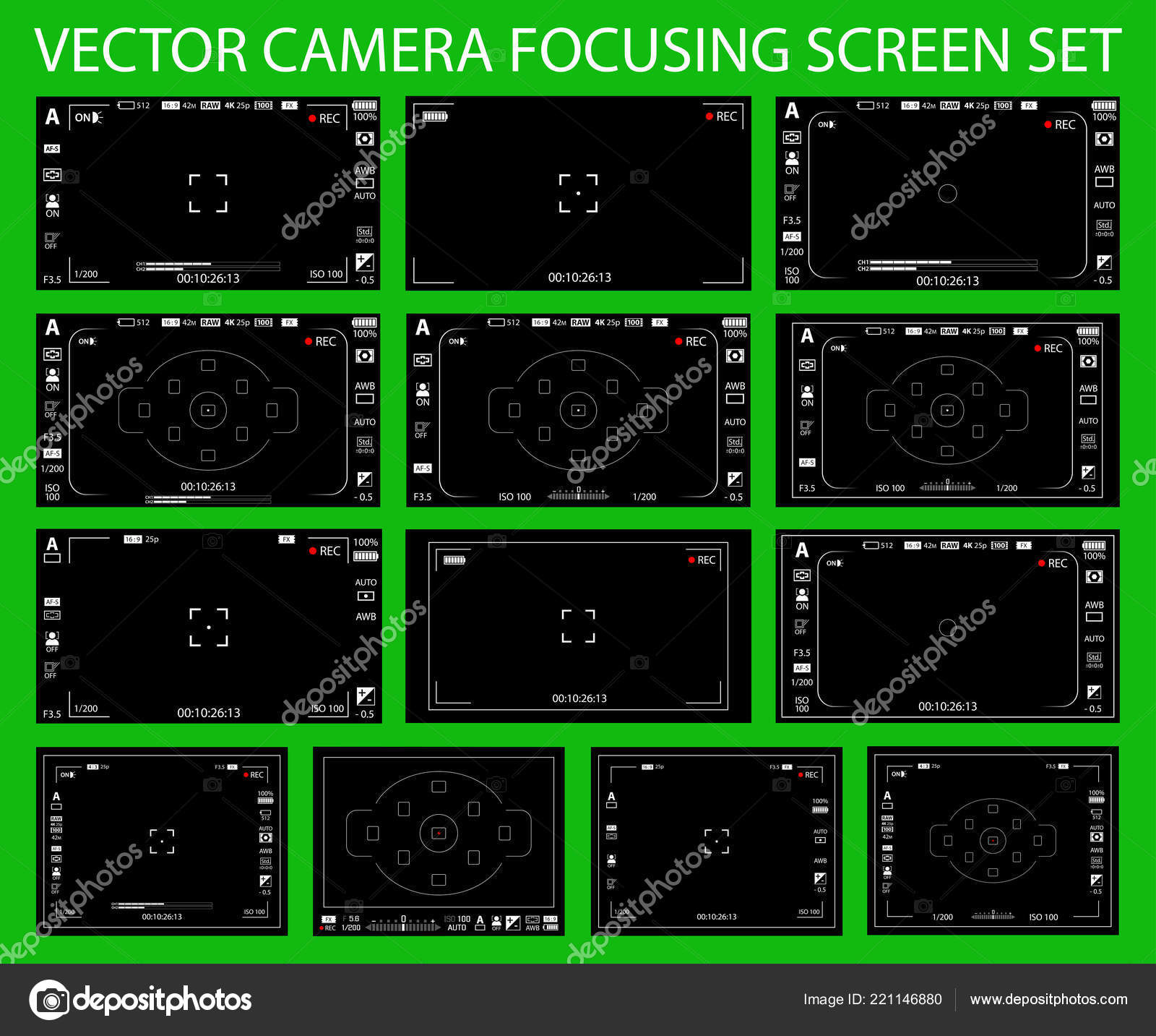 Camera Focusing Screen Settings Pack Digital Mirorless Dslr Cameraphone ...