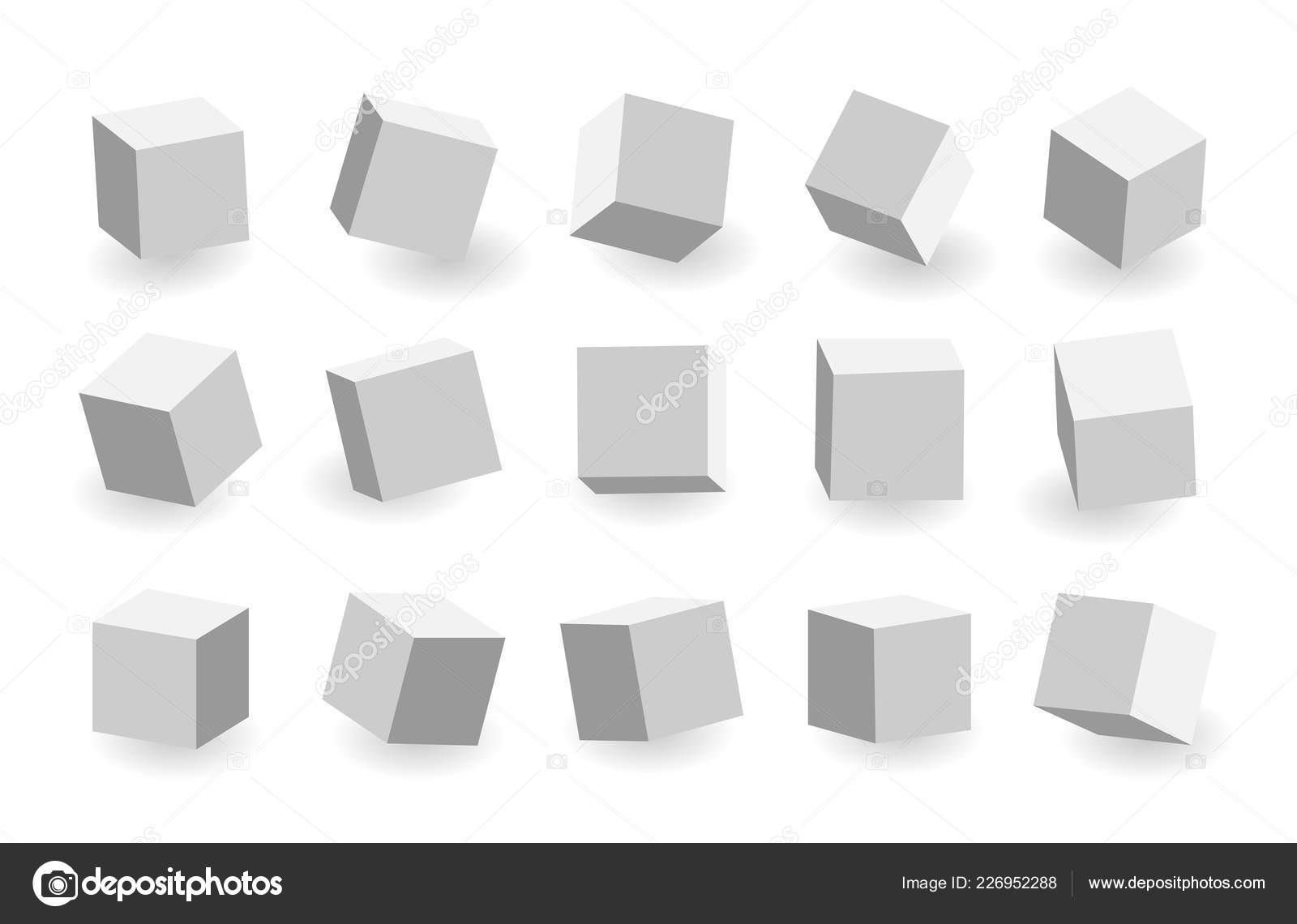 Grey Cubes Pack Isolated White Background Different Light Perspective ...
