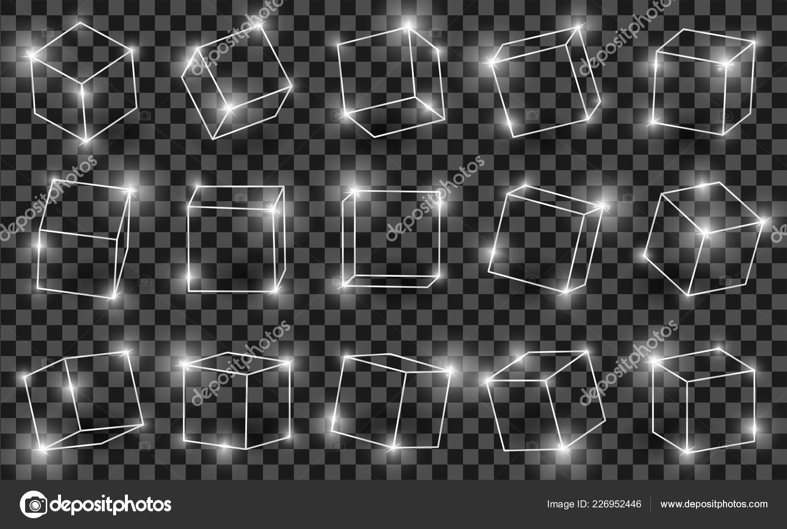 Silver Shiny Cubes Pack Isolated Transparent Background Different Light ...