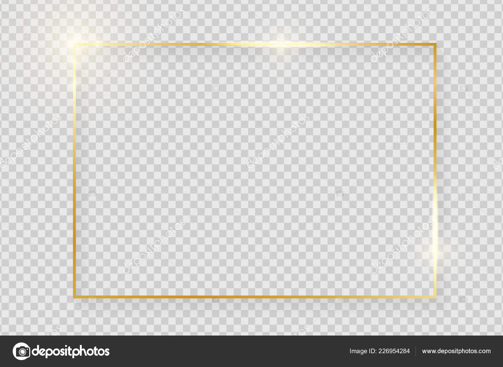 Gold Shiny Glowing Vintage Frame Shadows Isolated Transparent ...