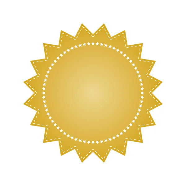 Embroidered gold round ribbon stamp isolated on white. Can be used for ...