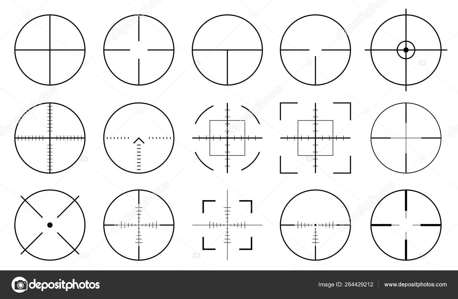 Pack of sniper rifle aims isolated. Crosshairs target choose ...