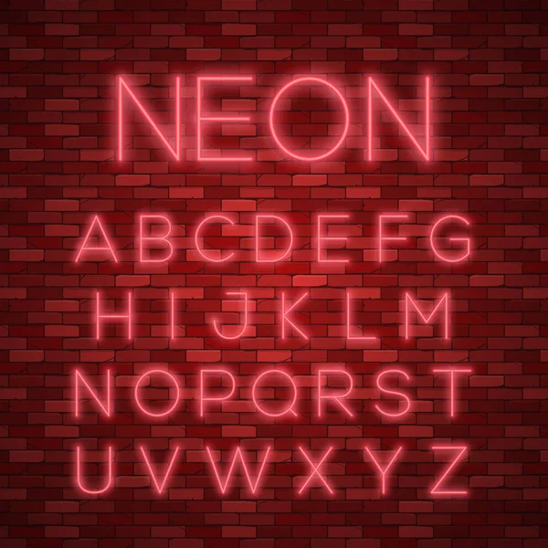 Realistic neon alphabet. Bright neon glowing font Stock Vector by ...