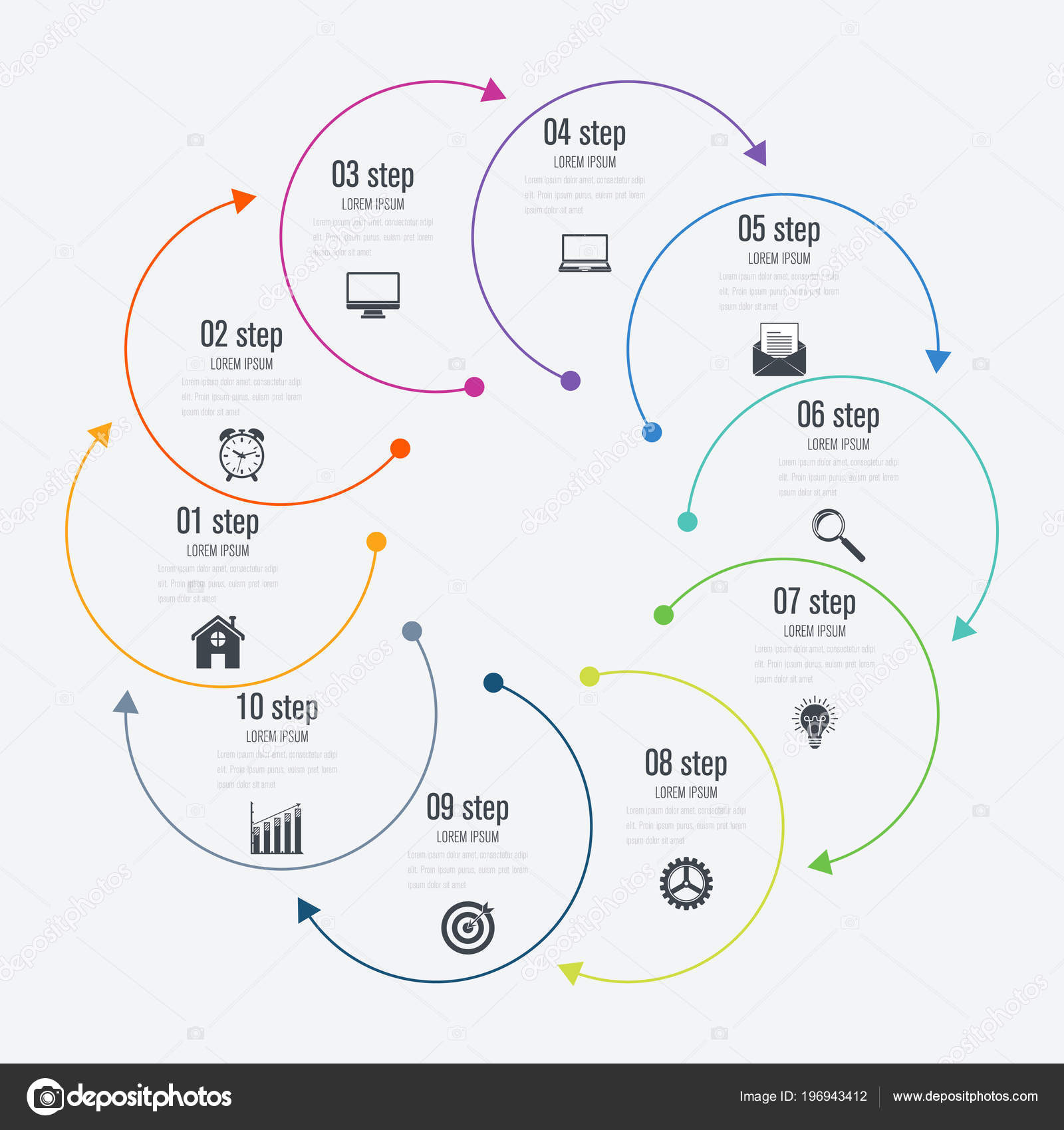 Infographics template 10 options with circle Stock Vector by ©Amelisk ...