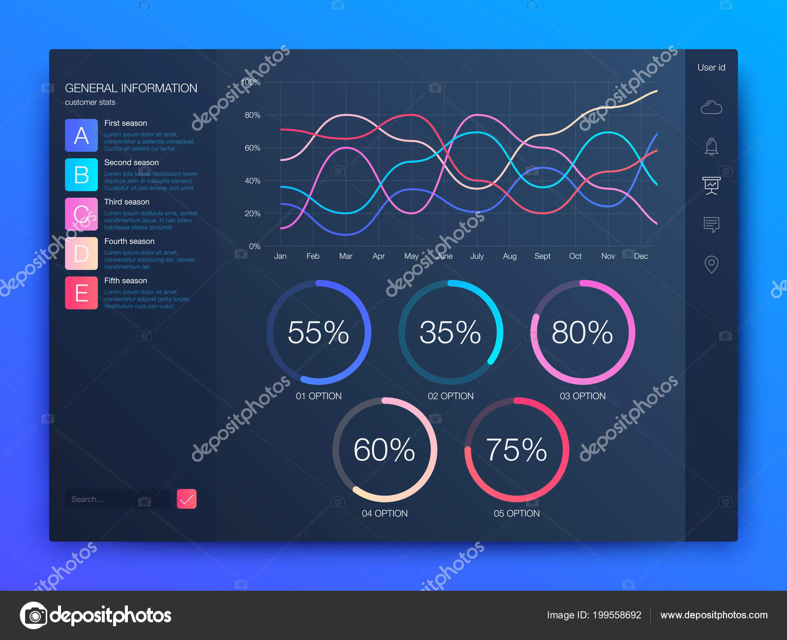Dashboard infographic template with modern design Stock Vector by ...