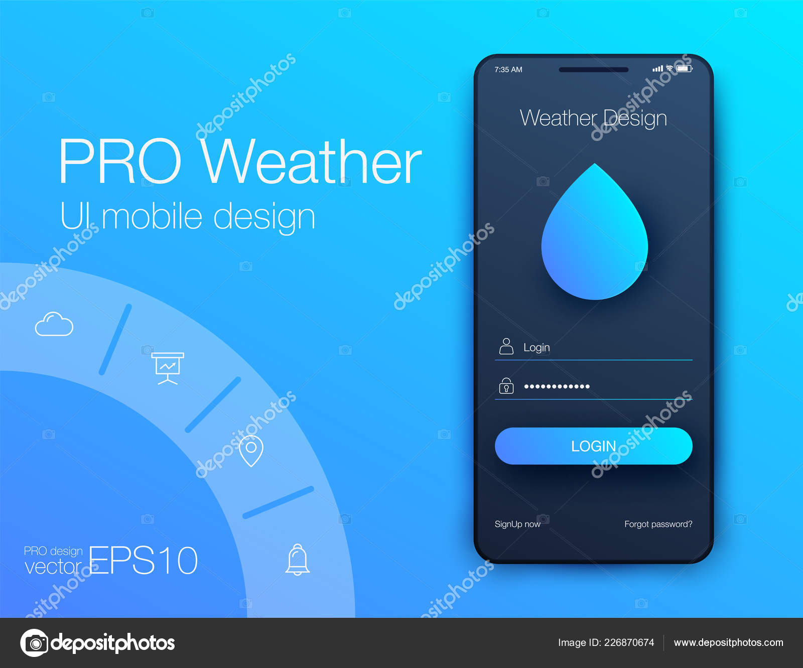 Weather Forecast App Ux Ui Design. Stock vector Stock Vector by ...