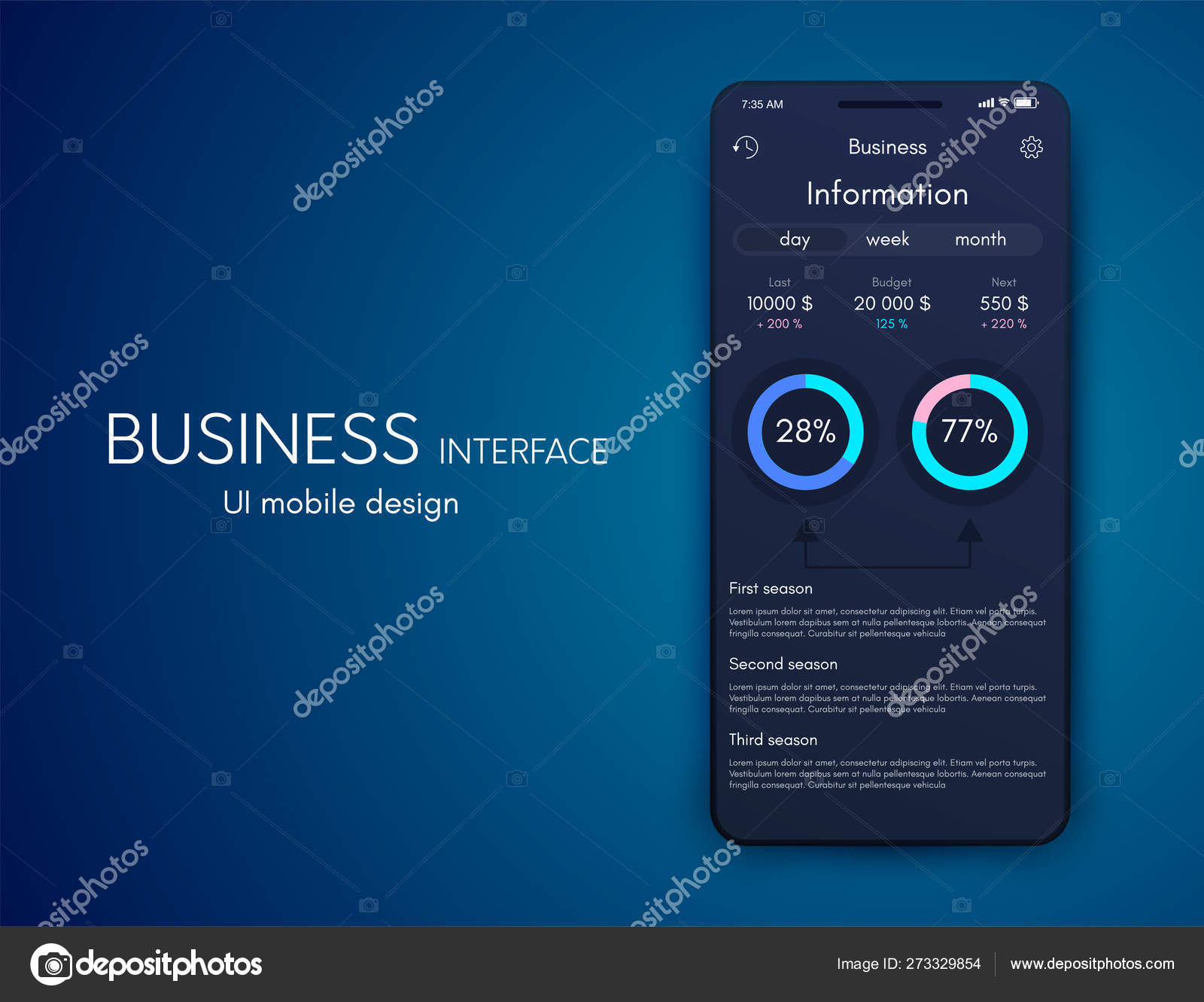 Vector graphics mobile infographics with three options. Template for ...