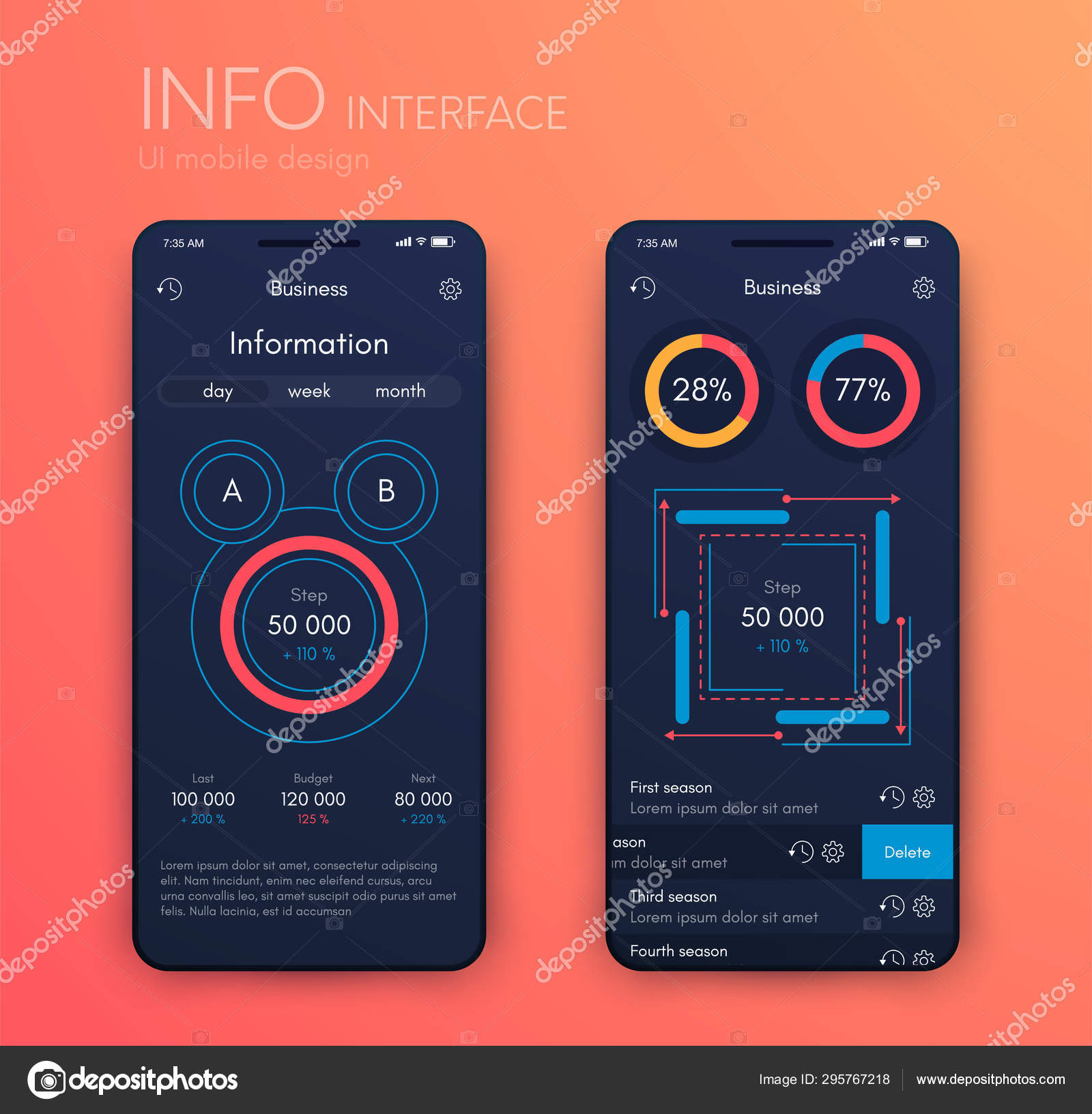 Mobile application interface. Ui design, stock vector Stock Vector ... Mobile application interface. Ui design, stock vector Stock Vector ...