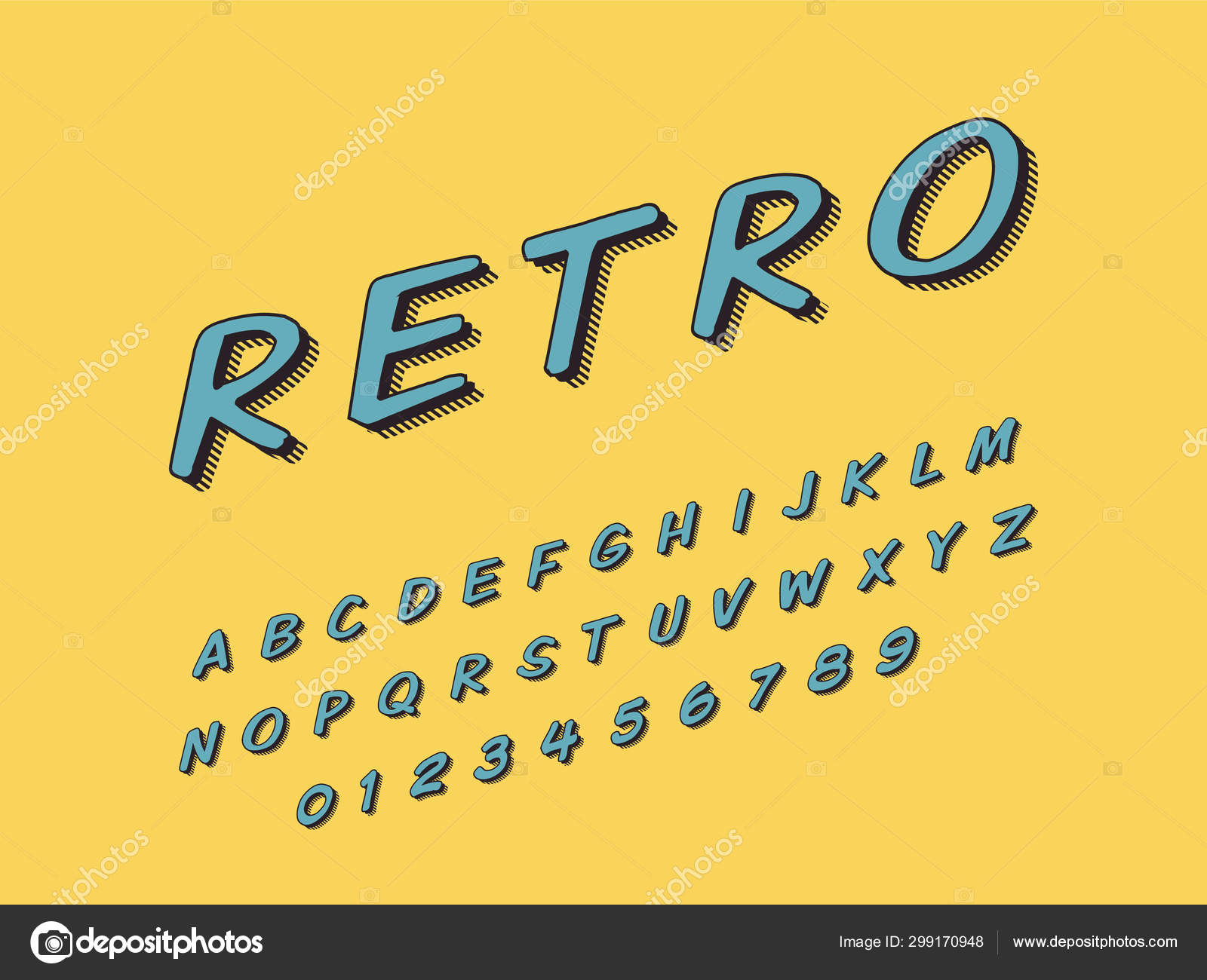 Fonte retro e alfabeto. Ilustração do vetor Vetor de ©Amelisk 299170948