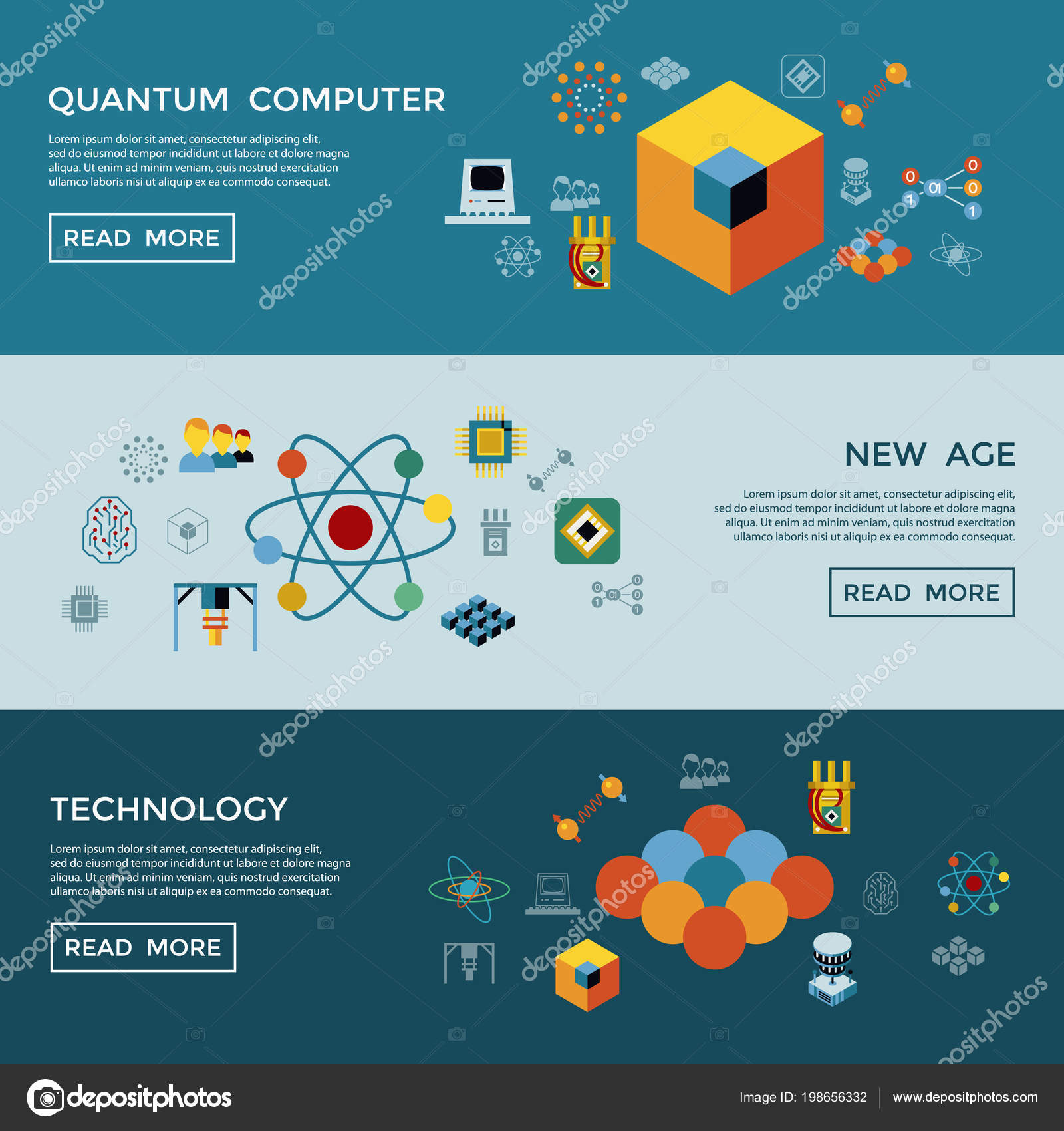 Digital Vector Quantum Computing New Age Qubits Icon Set Pack Stock ...