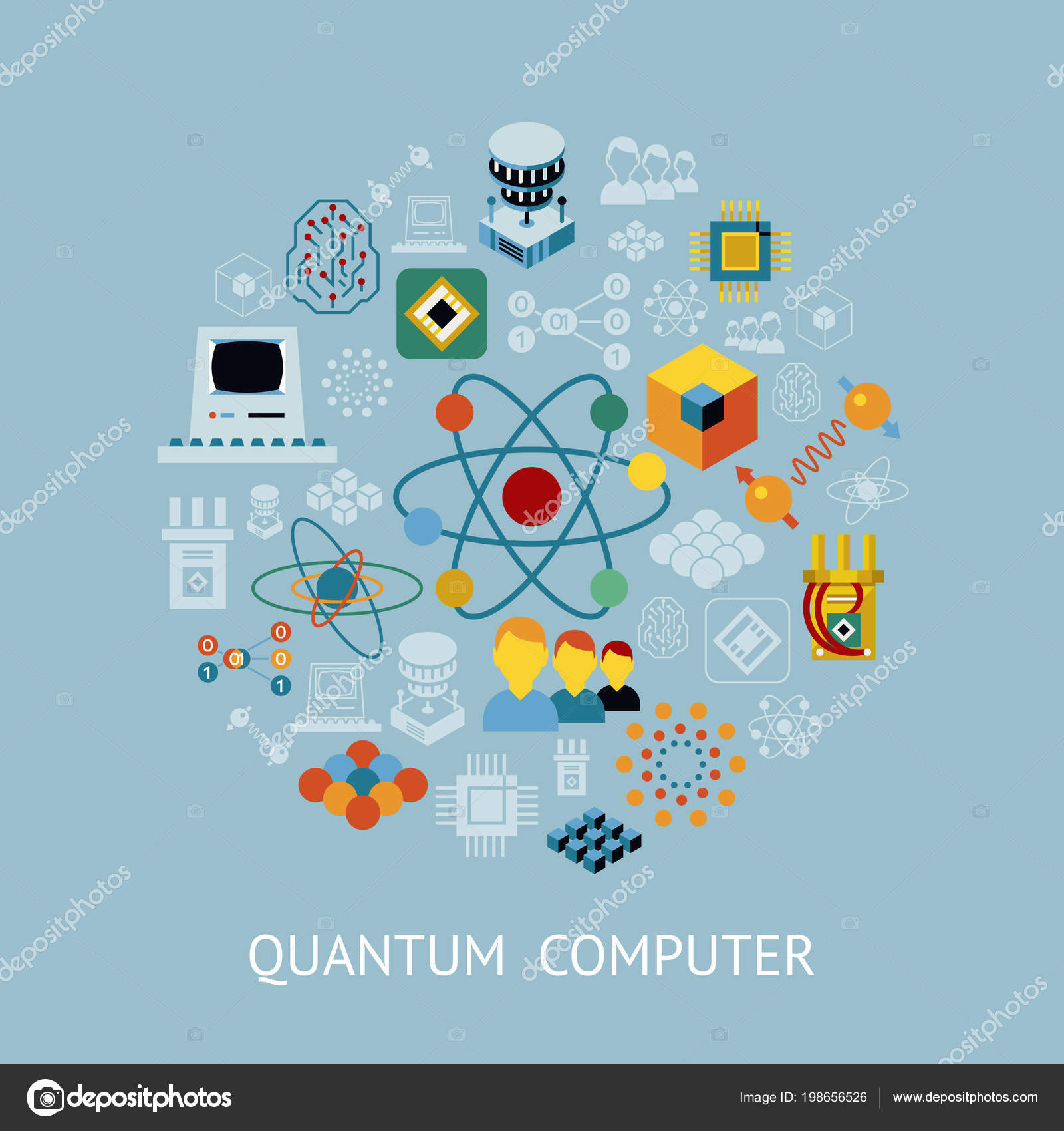 Digital Vector Quantum Computing Qubits Icon Set Pack Illustration ...