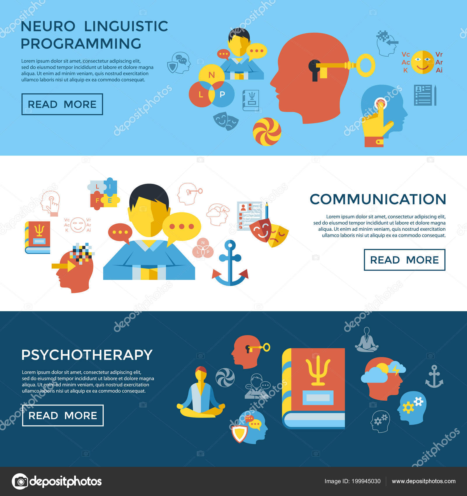 Digital Vector Neuro Linguistic Programming Icon Set Infogprahics Stock ...