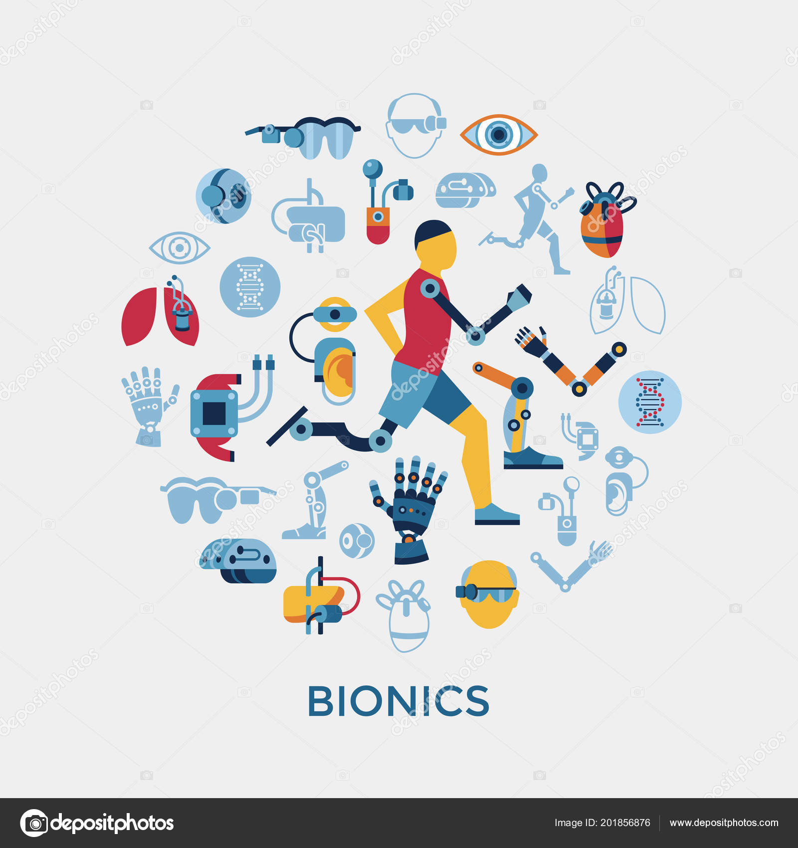 Digital Vector Bionics Artificial Intelligence Icon Set Infographics ...