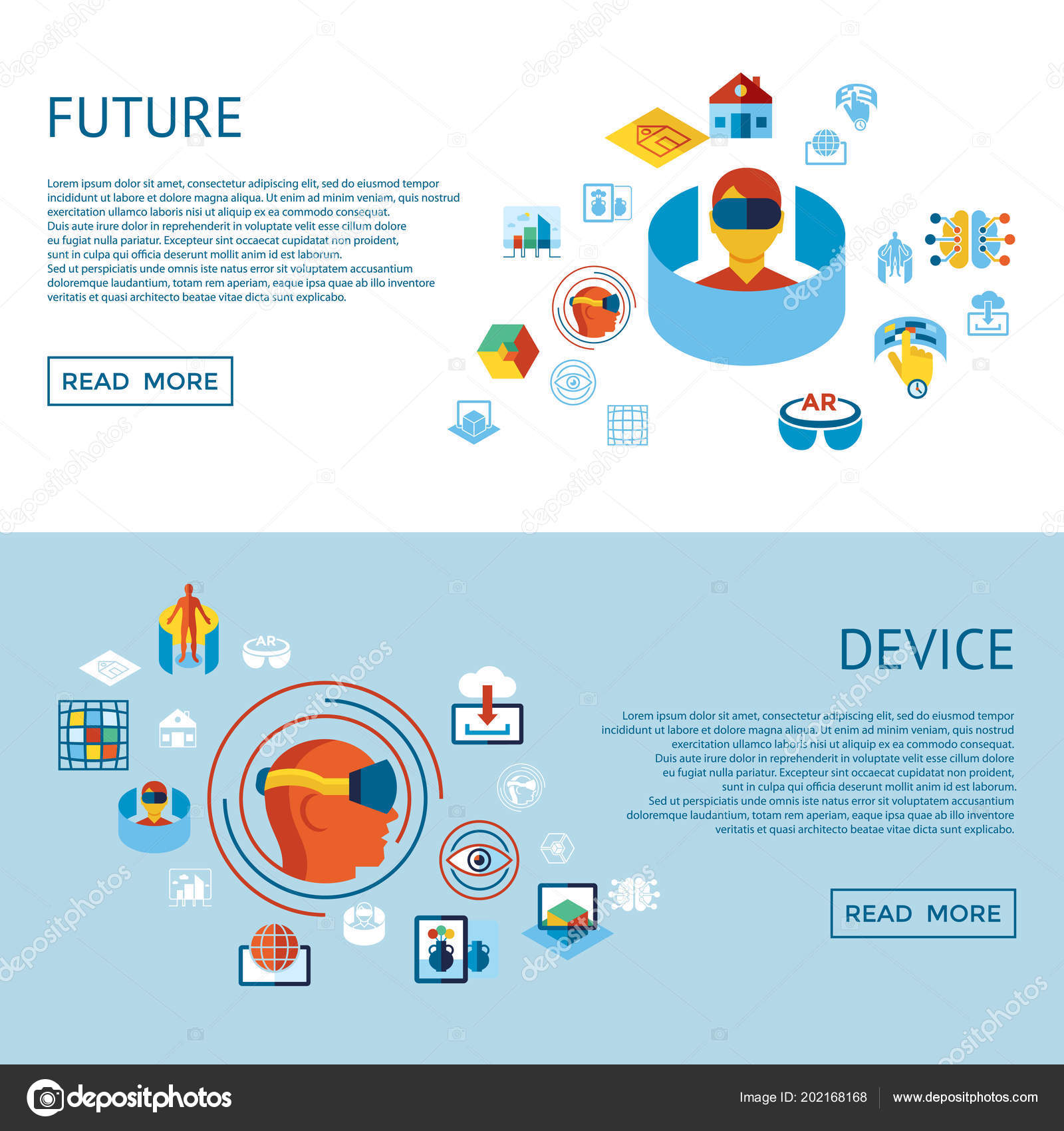 Digital Vector Augmented Virtual Reality Icons Set Infographics Stock ...