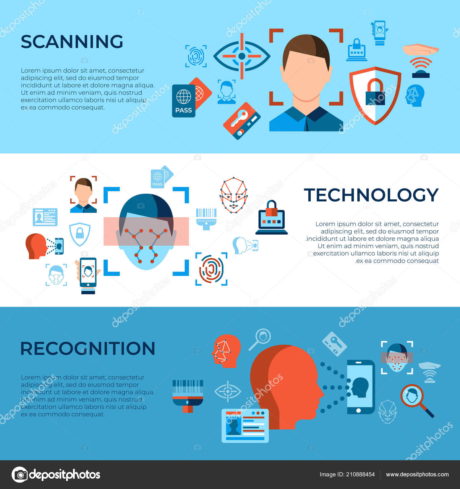 Digital Vector Facial Recognition Icons Set Drawn Simple Line Art Stock Vector by ©frimufilms ...