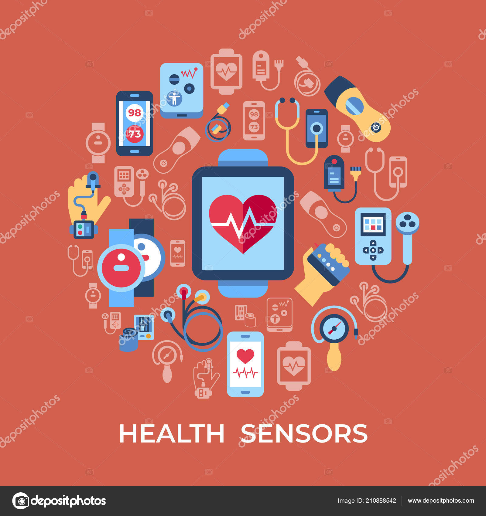 Digital Vector Health Sensor Icons Set Drawn Simple Line Art Stock ...