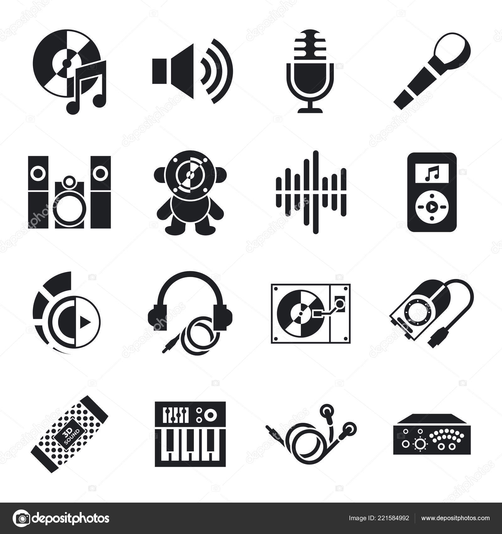 Digital Vector Studio Sound Music Design Instruments Simple Icons Set Stock Vector by ...