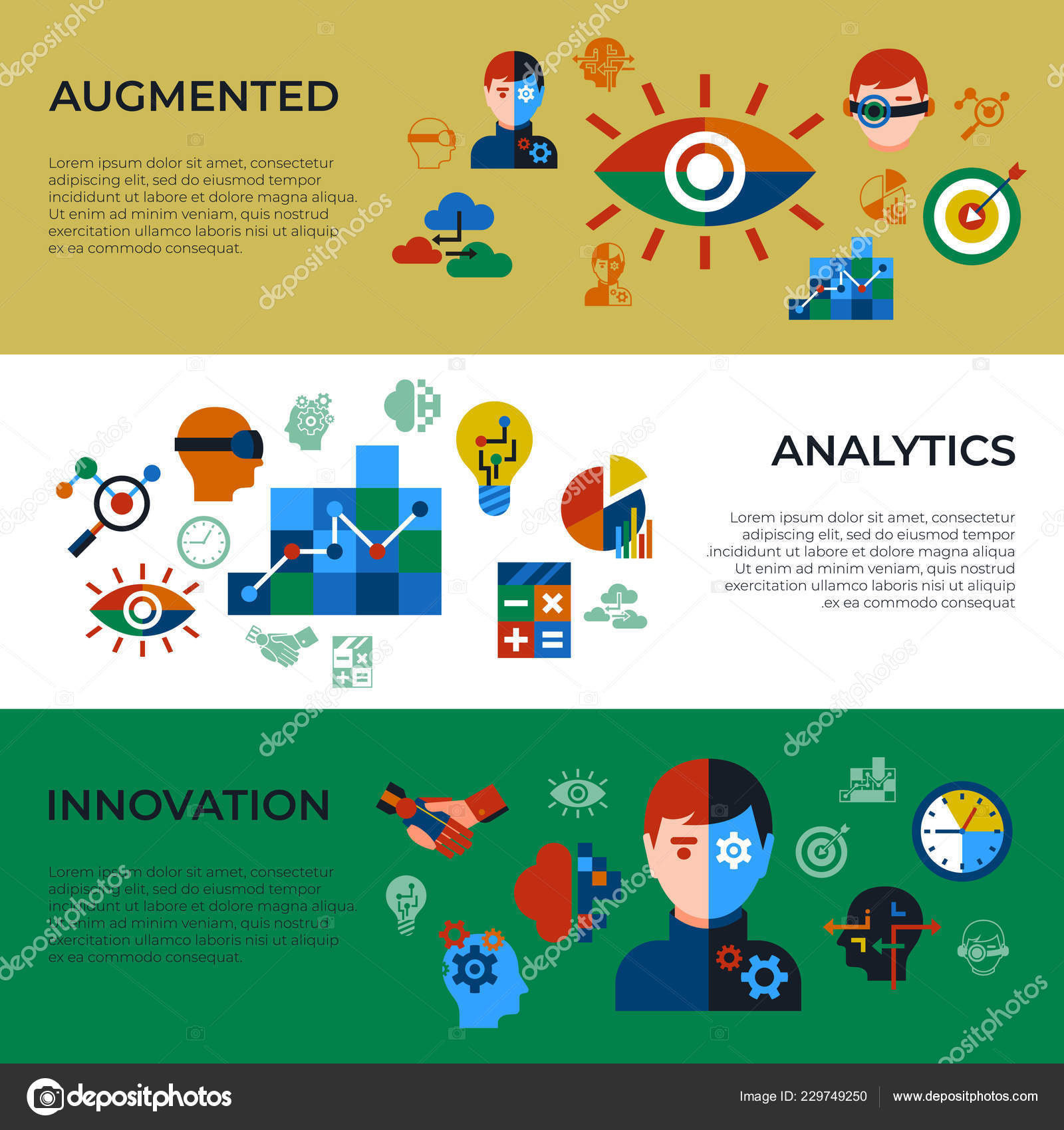 Digital Vector Augmented Analytics Innovation Technology Icons Set ...