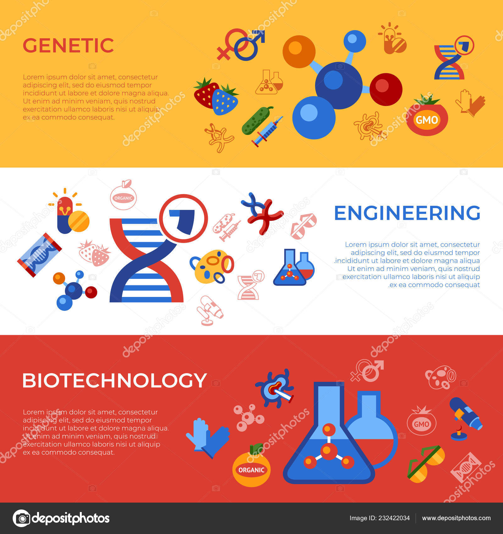 Digital Vector Genetic Engineering Gmo Technology Icons Set ...