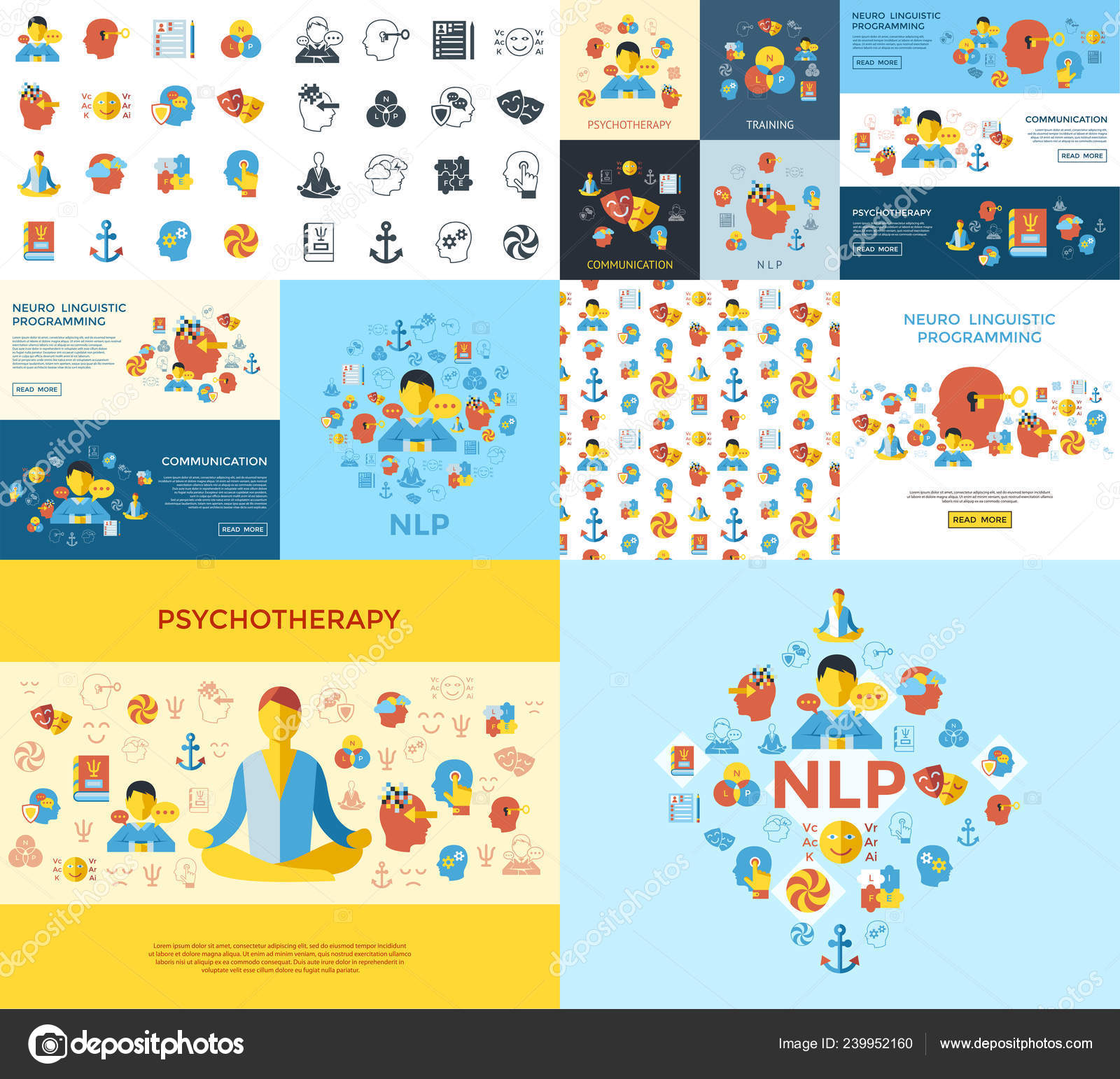 Digital Vector Neuro Linguistic Programming Icon Set Stock Vector Image ...
