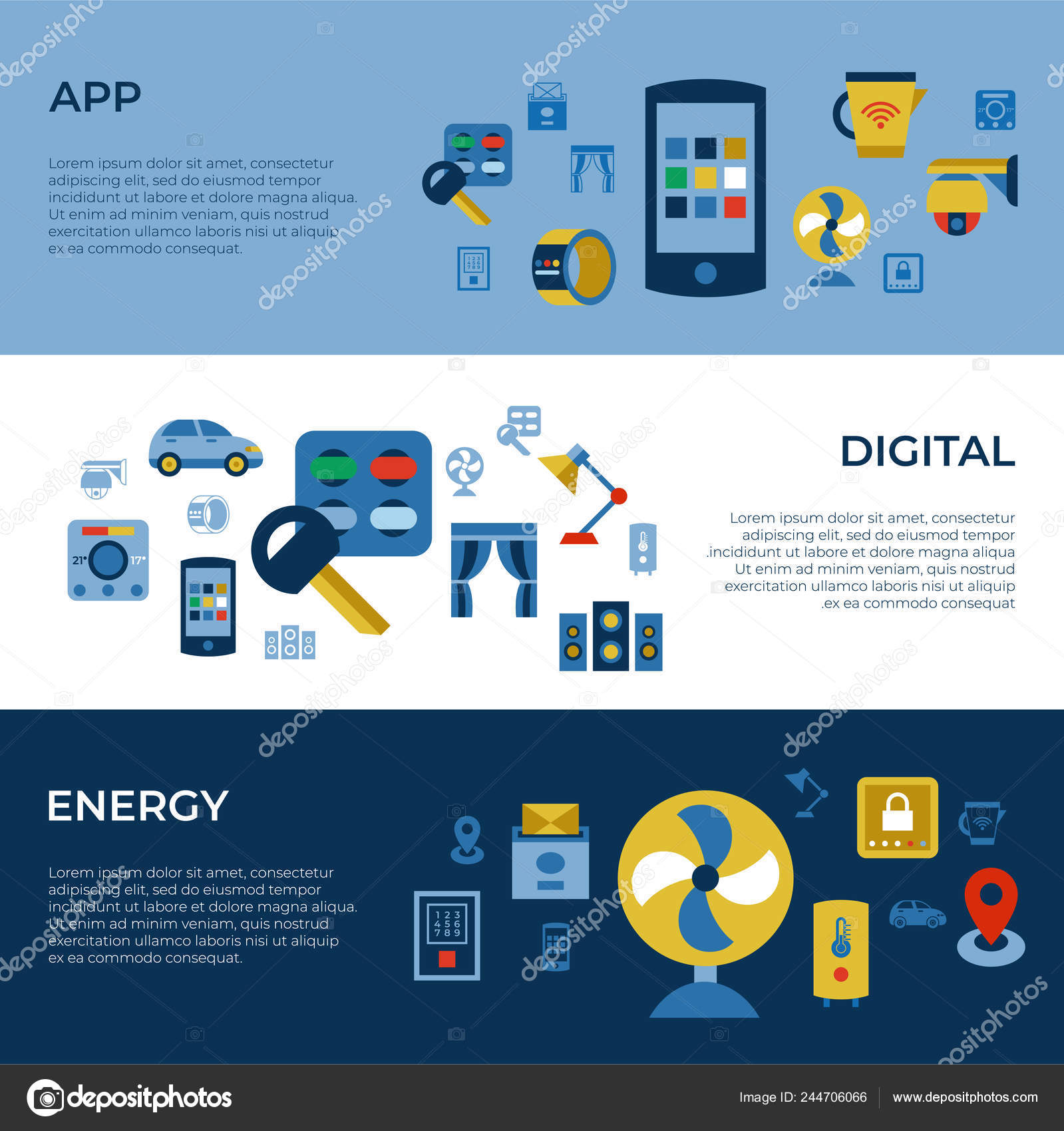 Digital Vector Wireless Smart Digital House Simple Icons Flat Style ...