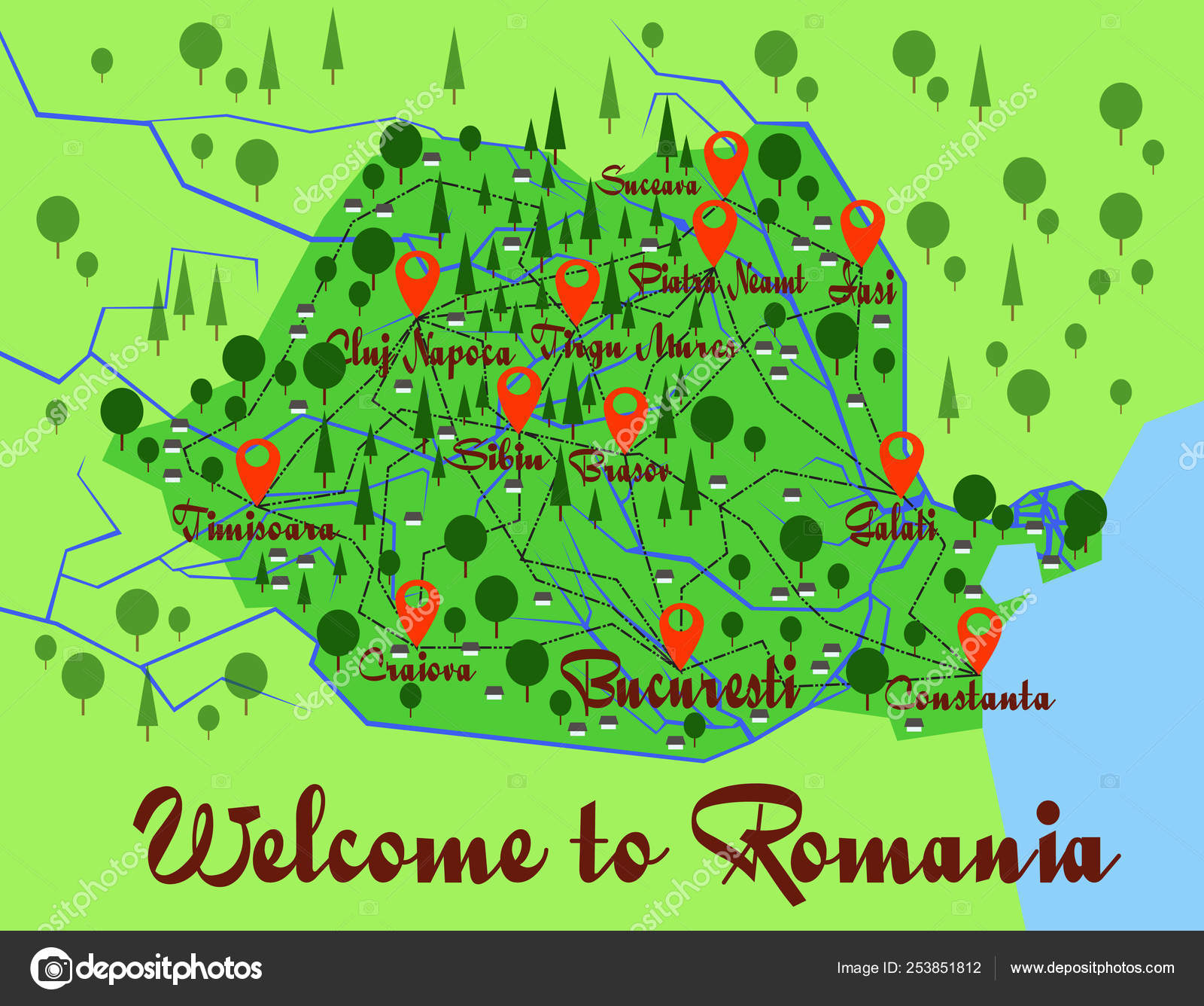 Rumania país infografías Vector de stock #253851812 de ©frimufilms