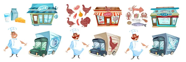 Milk shop cartoon dairy store facade building vector Stock Vector Image ...