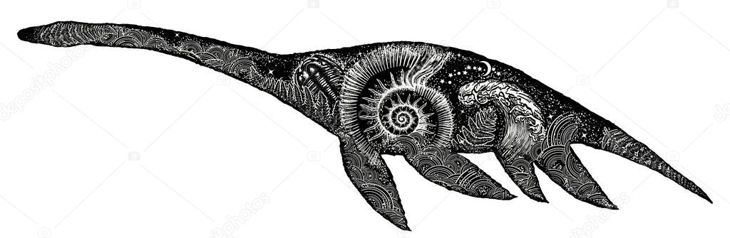ᐈ Plesiosaur outline drawing stock vectors, Royalty Free plesiosaur ...