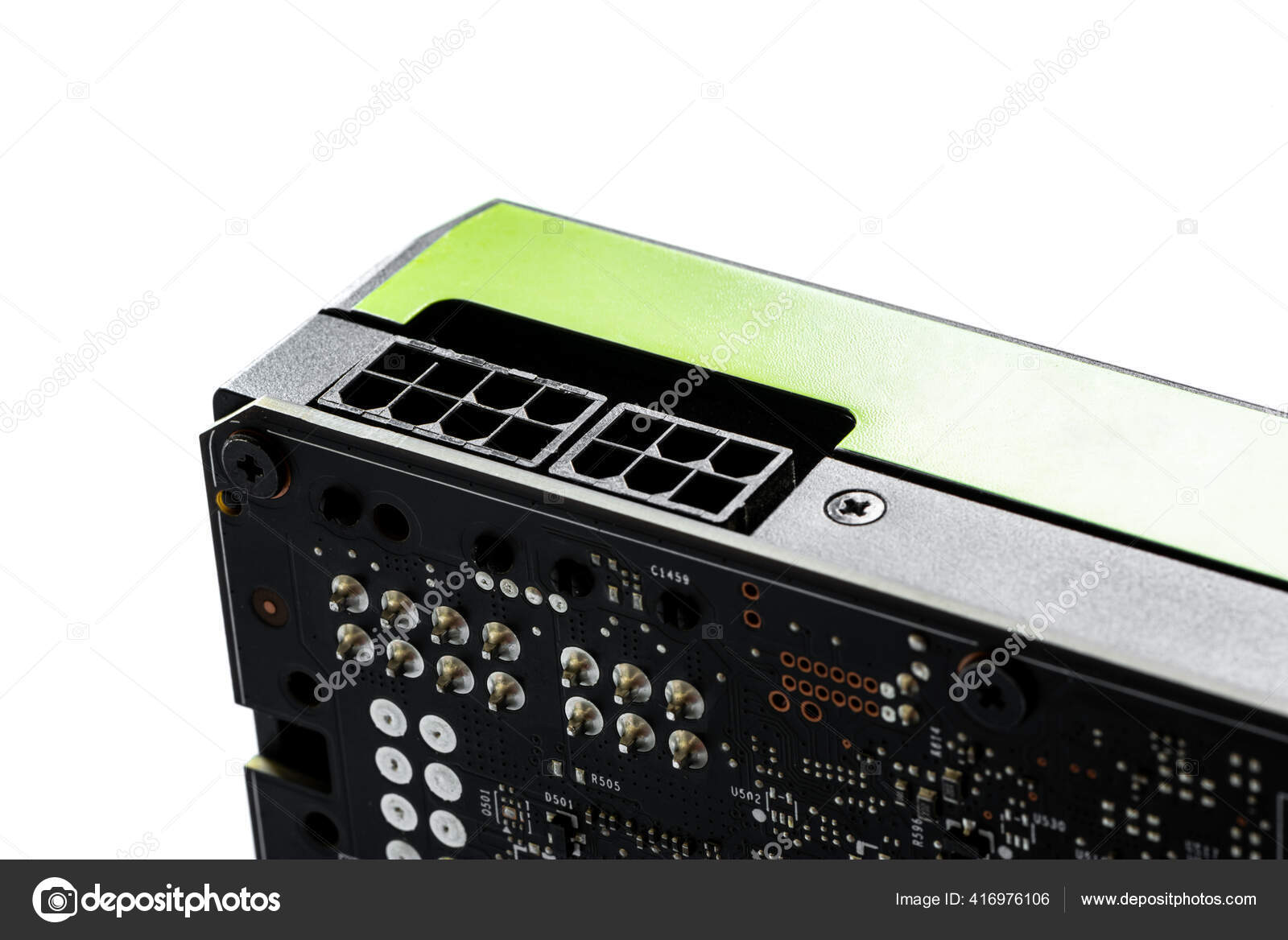 Professioinal Gaming Gpu Detail Pin Pin Power Connector Visible Circuit ...