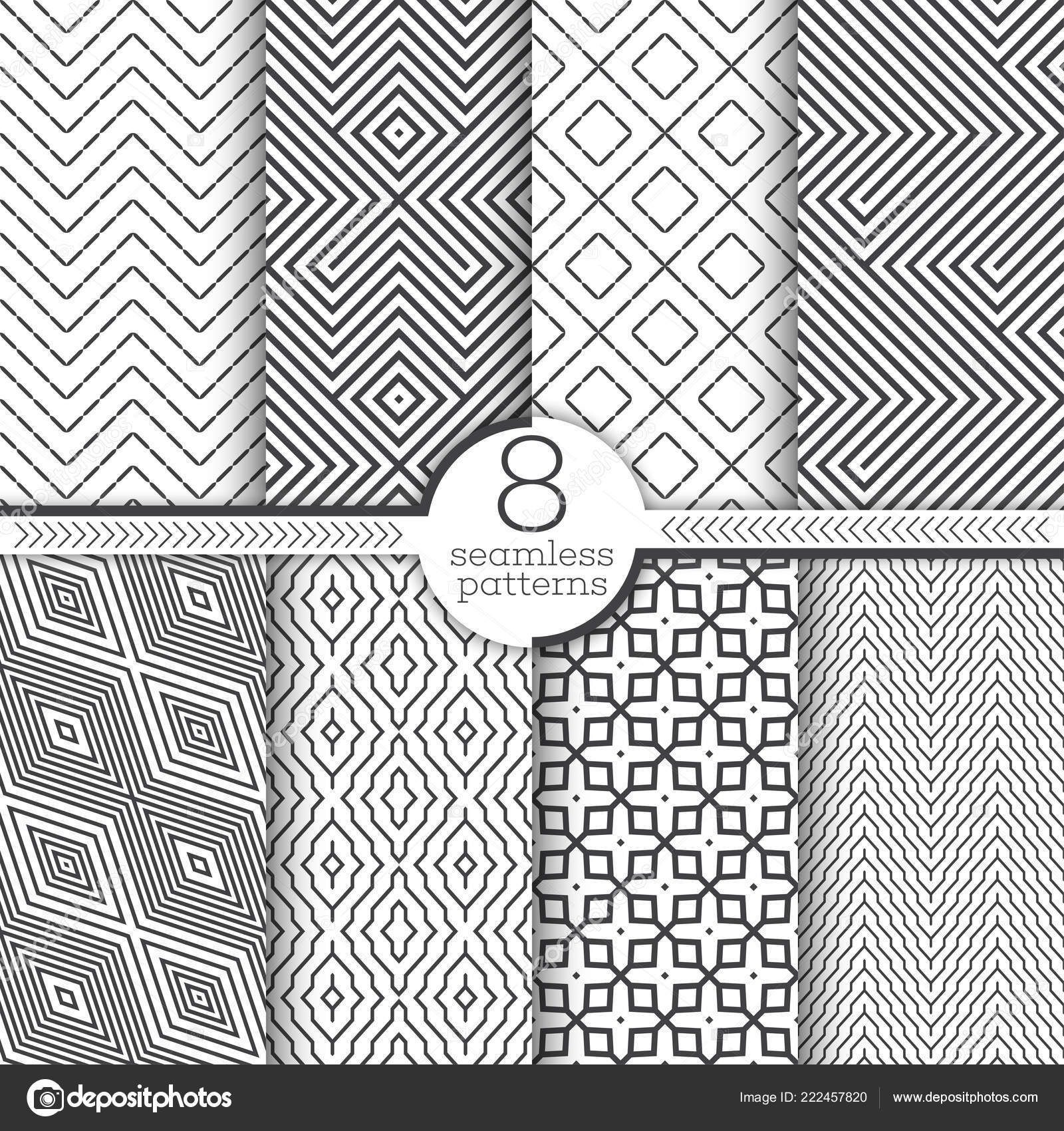 Set Vector Seamless Patterns Modern Stylish Geometric Textures ...