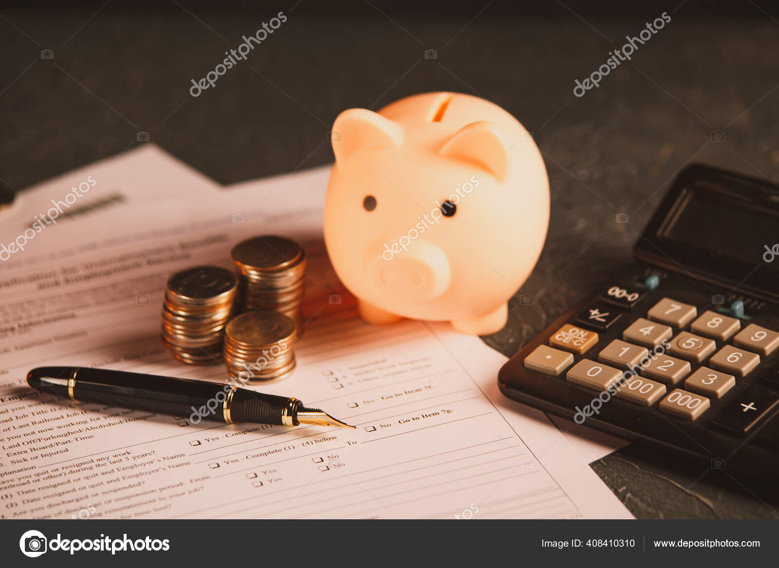 Close up woman hand using calculator and writing make note with ...