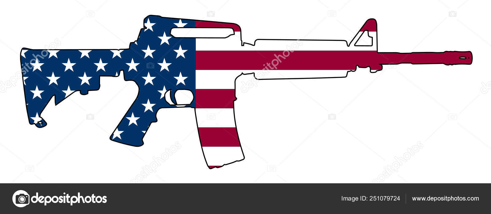 American Flag Gun Semi Automatic Rifle Isolated Vector Illustration ...