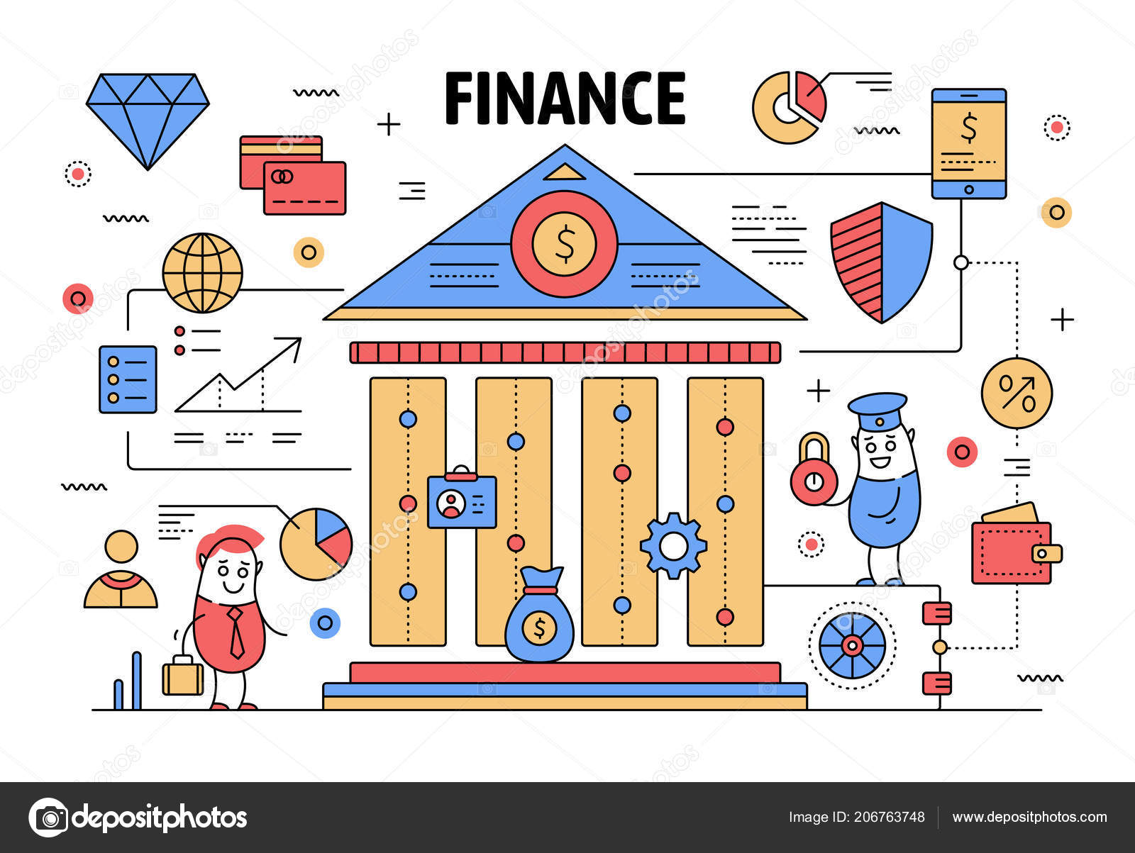 Vector thin line finance poster banner template Stock Vector Image by ...