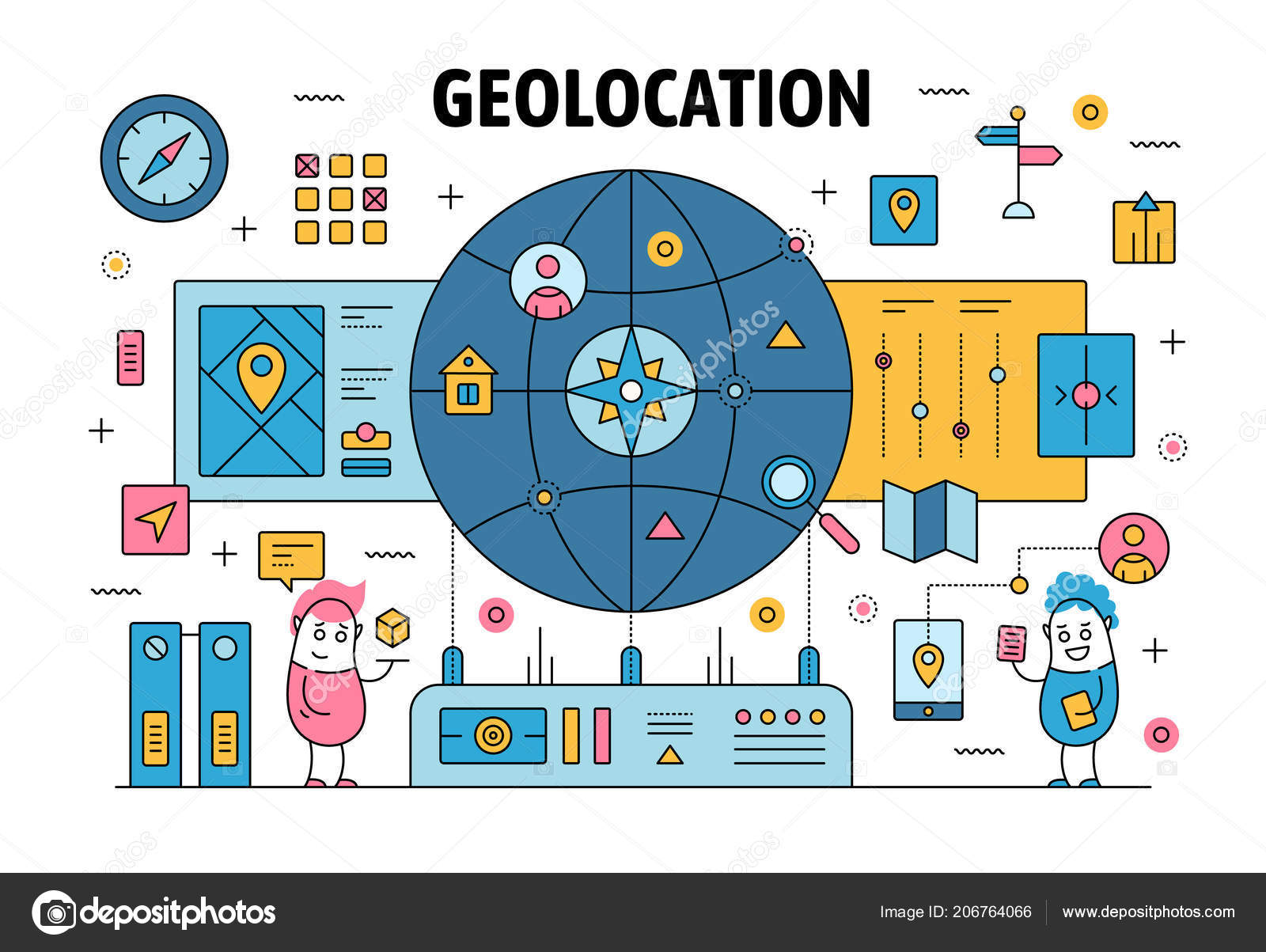 Vector thin line geolocation poster banner template Stock Vector by ©skypistudio 206764066