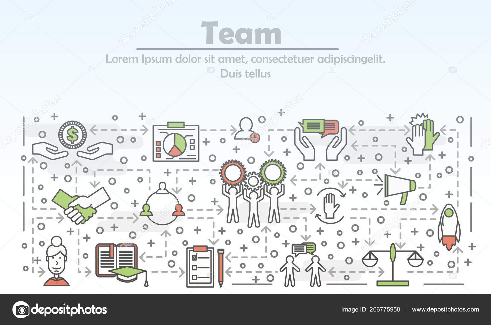 Vector thin line art team poster banner template Stock Vector by ...