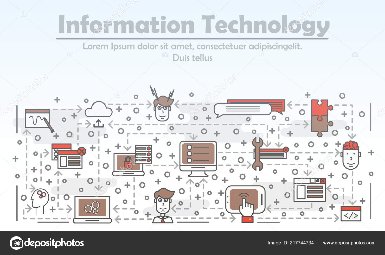 Vector thin line art IT poster banner template Stock Vector Image by ...